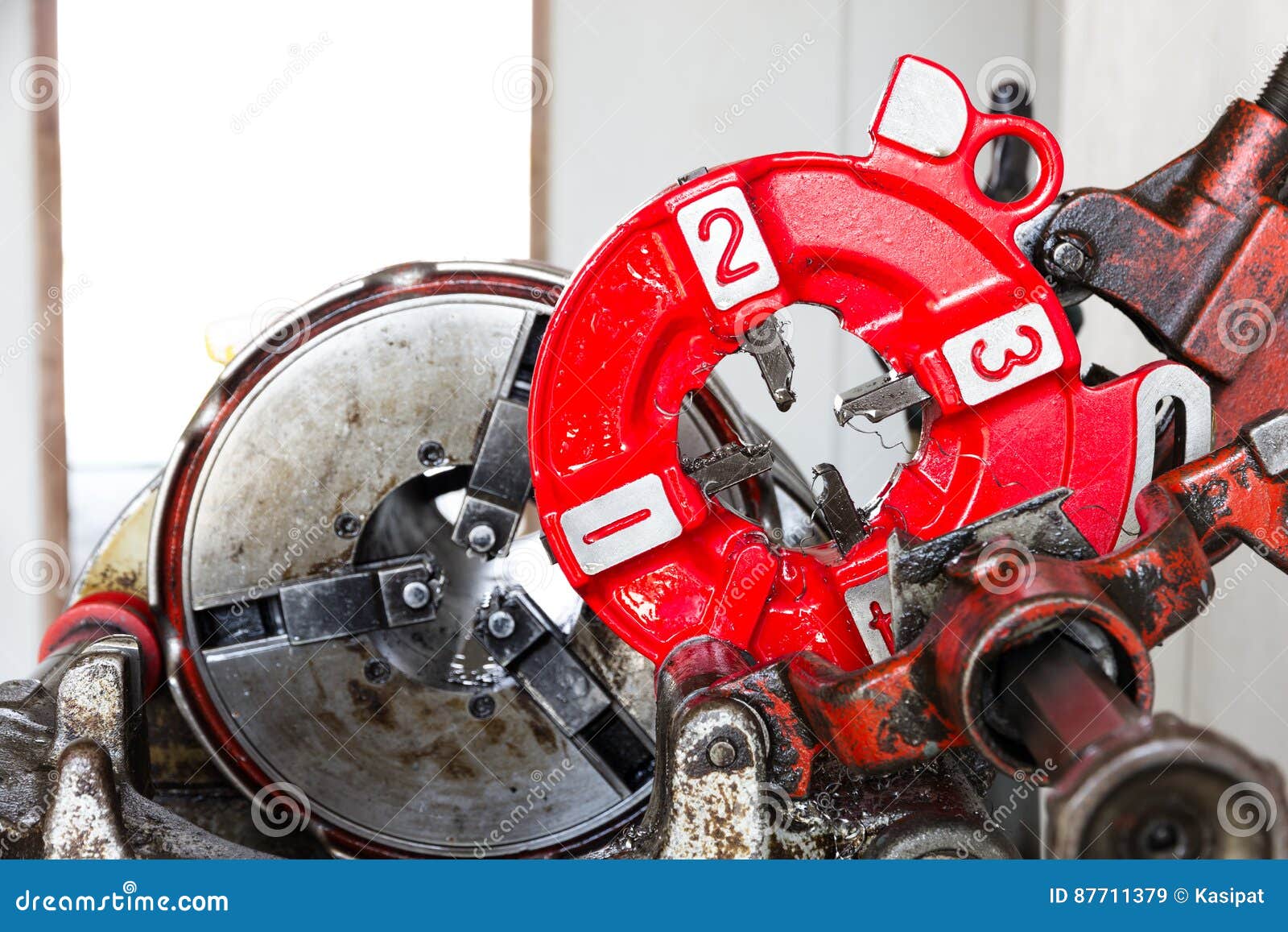 Pipe threading machine stock image. Image of pipe, stack - 87711379
