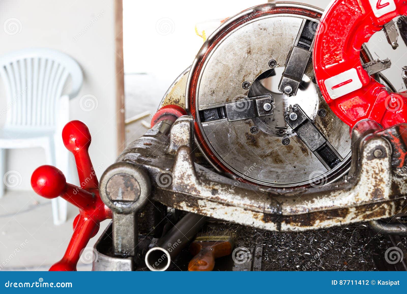 Pipe threading machine stock photo. Image of industrial - 87711412