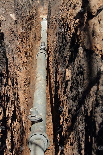 Pipe Trench Pipeline Construction Stock Photo - Image of depth, pipe ...