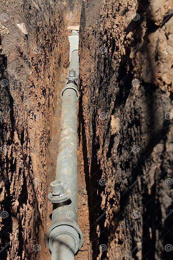 Pipe Trench Pipeline Construction Stock Photo - Image of depth, pipe ...