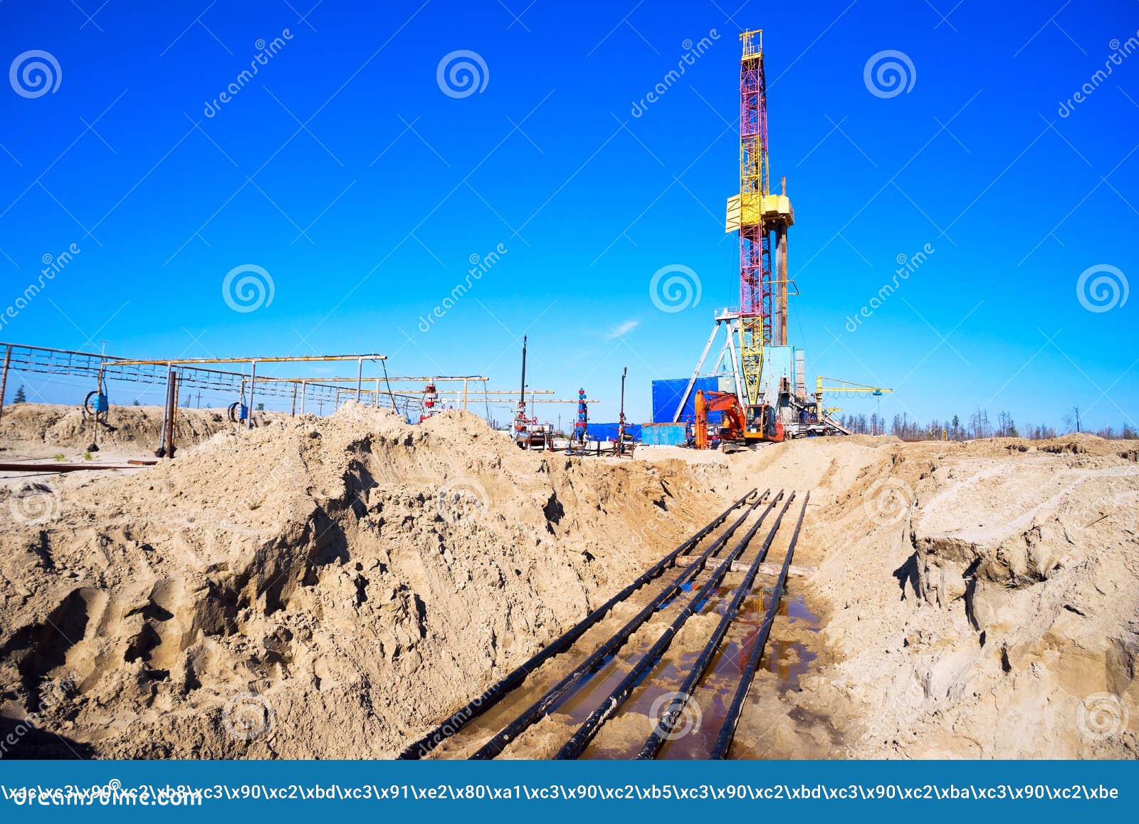 Pipe in the Trench at the Rig Stock Photo - Image of chemical, industry ...
