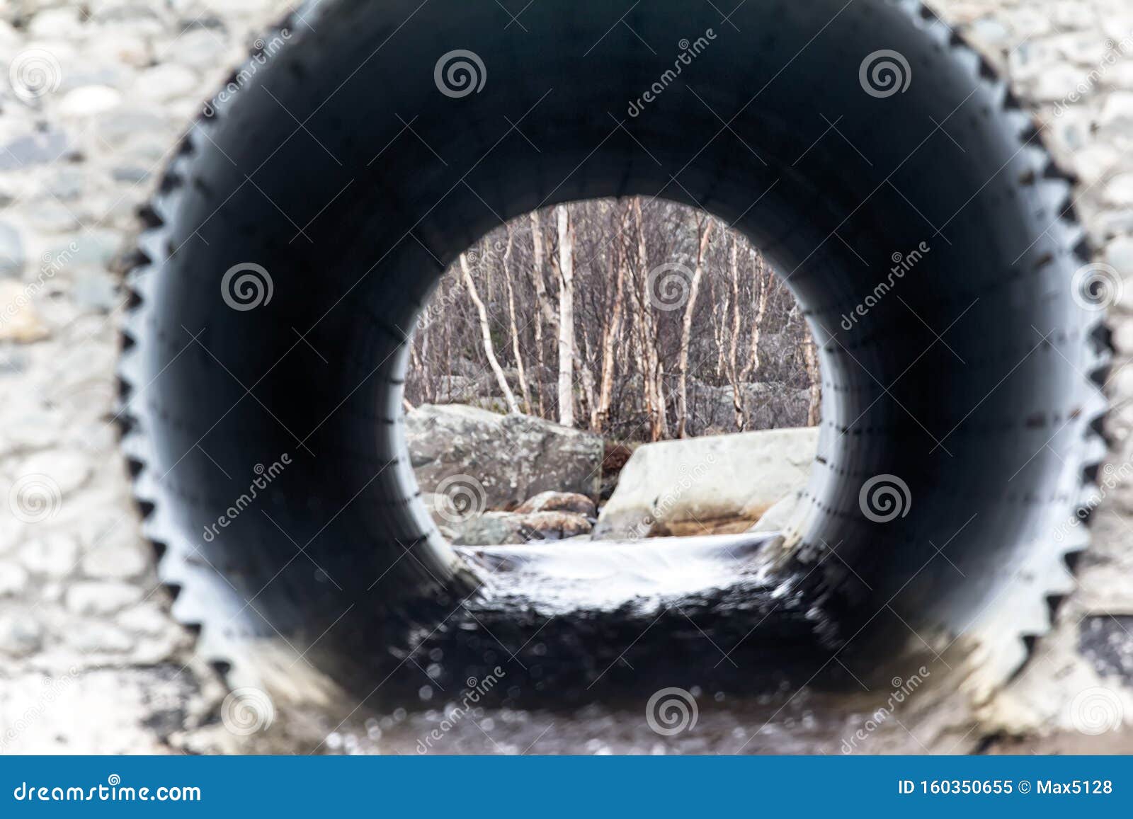 Pipe under the road stock image. Image of highway, flowoff - 160350655