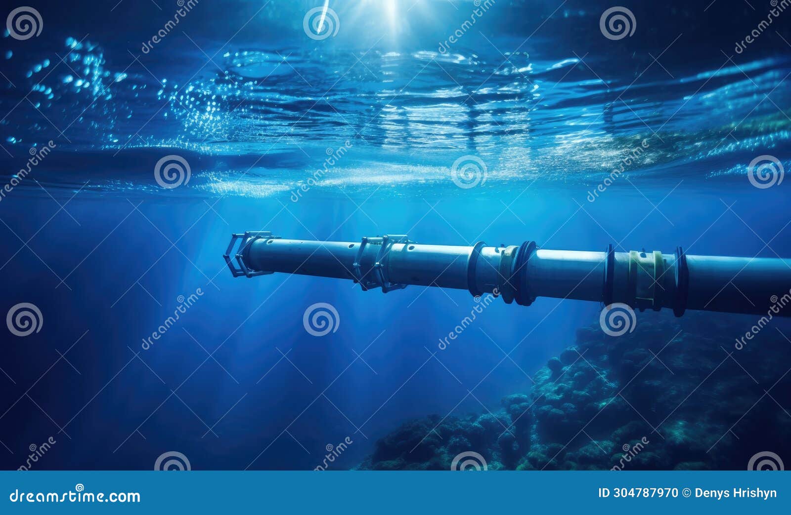 An Underwater Pipe in the Vast Ocean Depths Stock Illustration ...