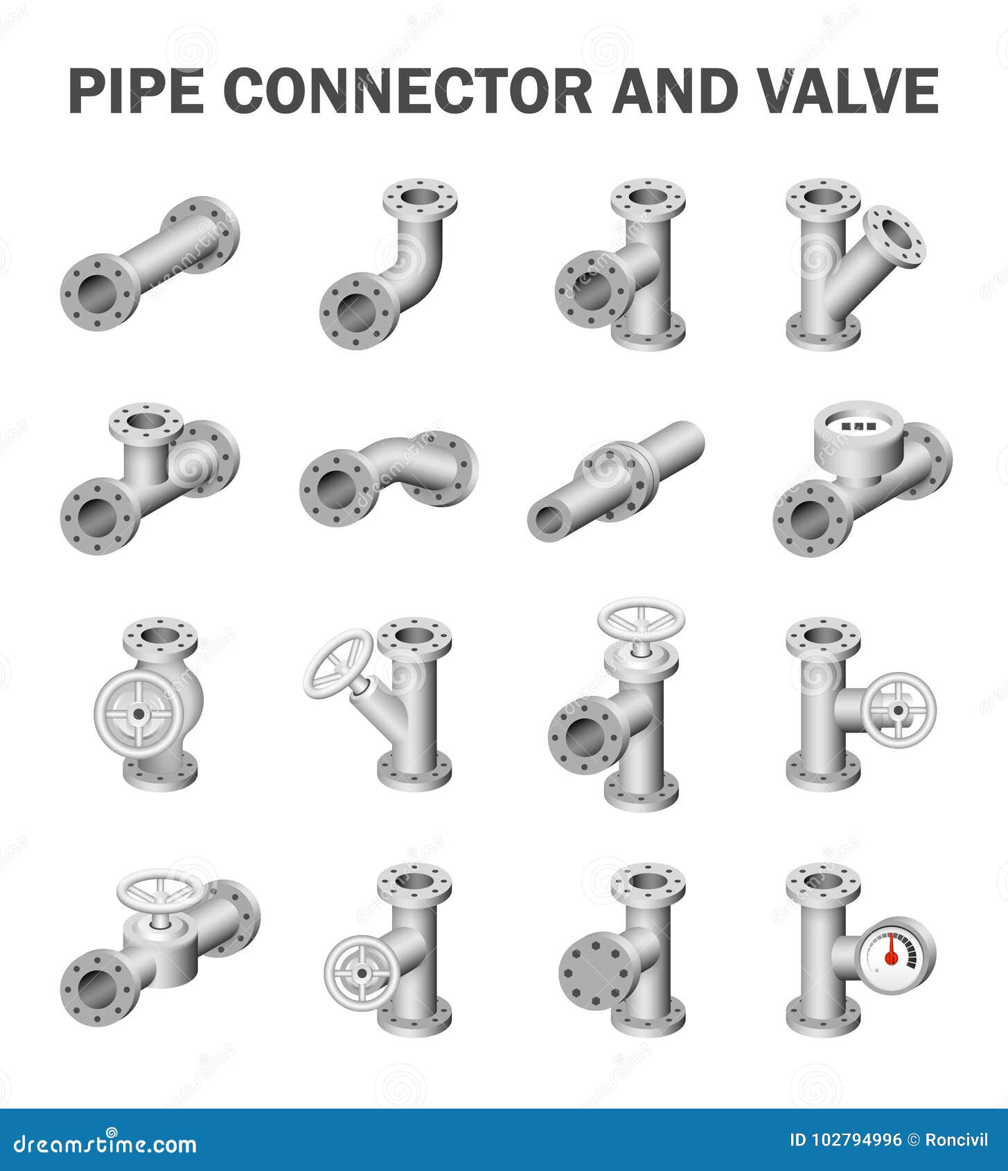 Pipe and valve stock vector. Illustration of flange - 102794996