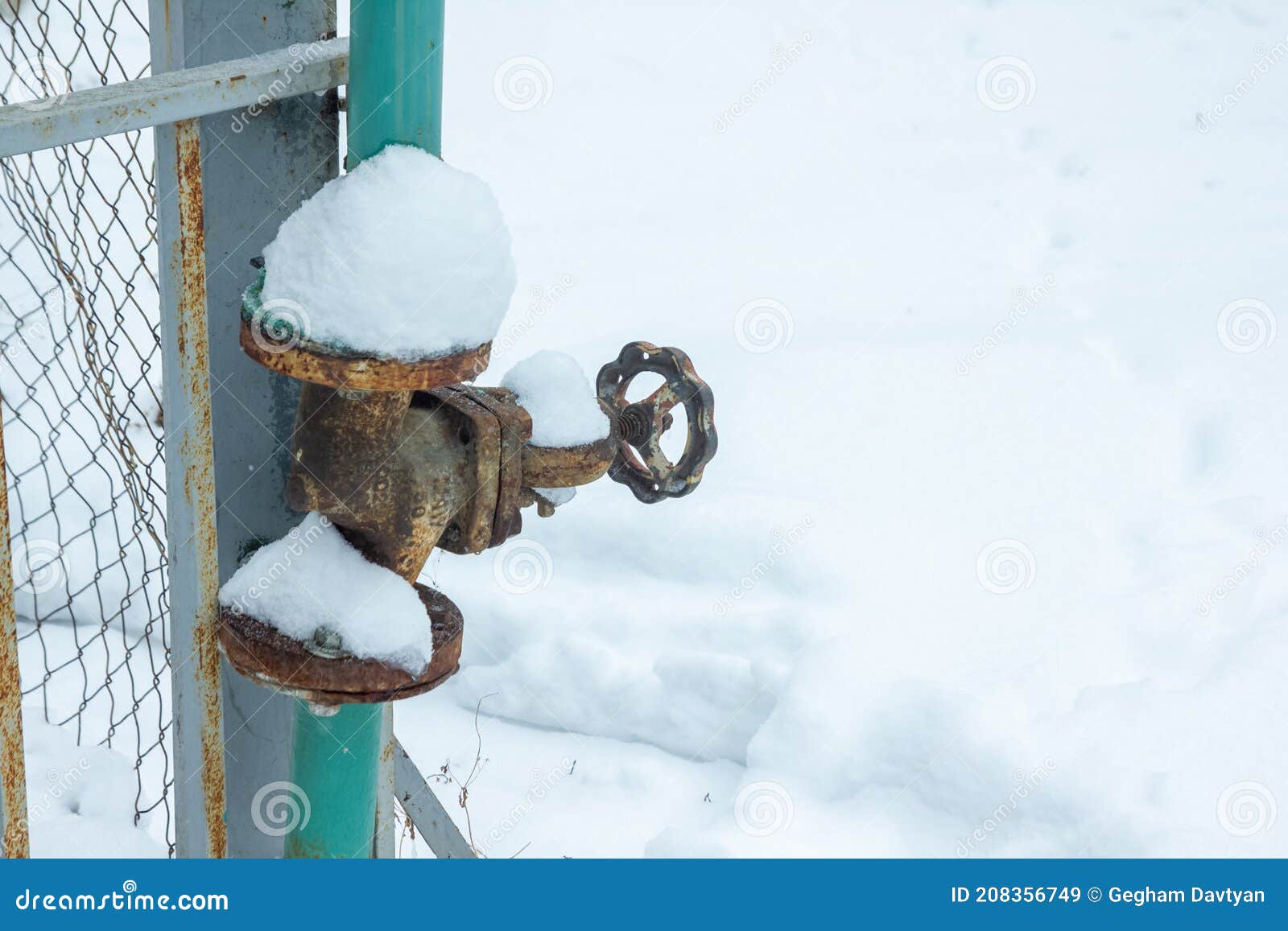 Pipe with Valves Covered Snow Stock Image - Image of industrial ...