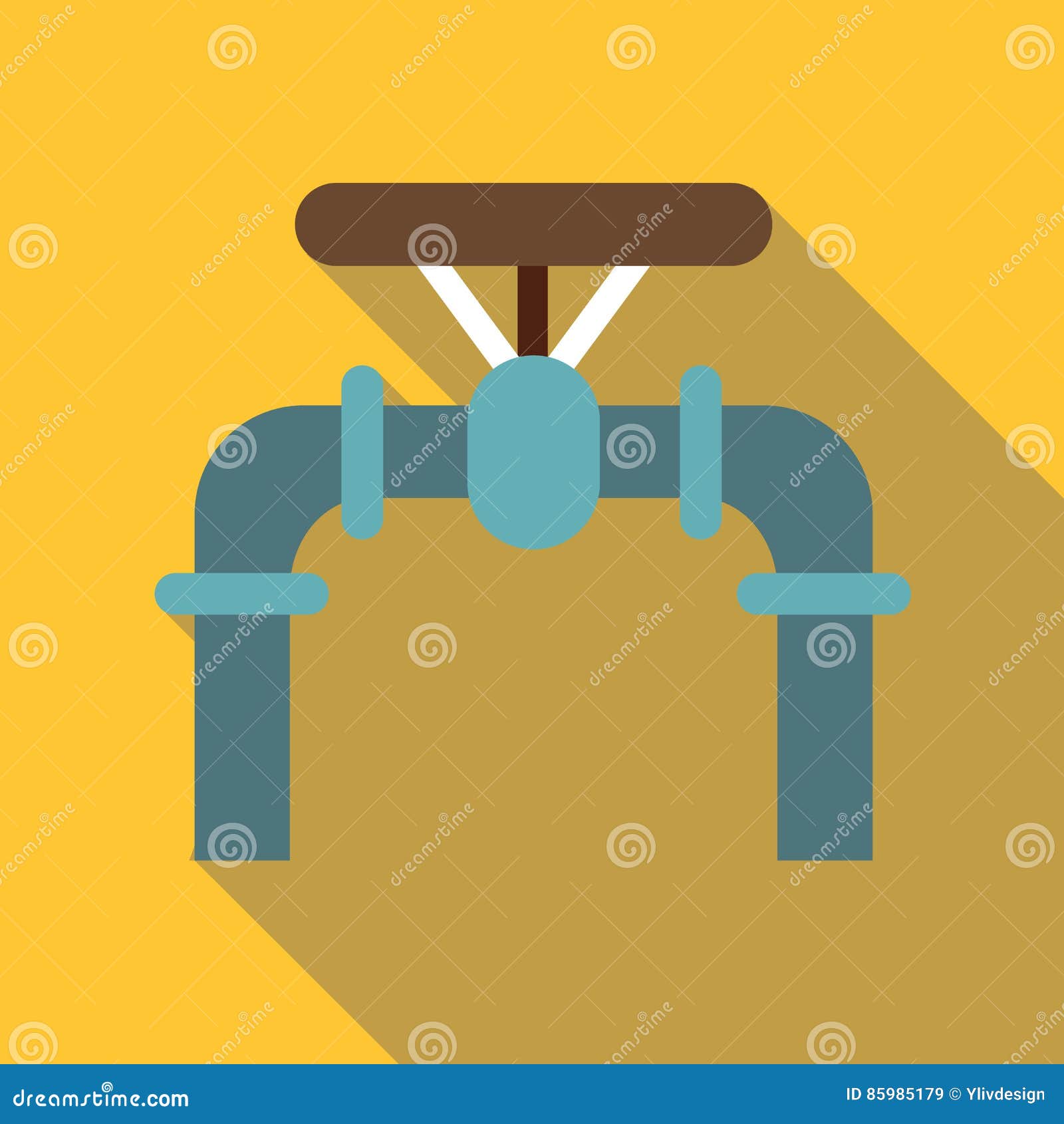 Pipe With A Red Valves Icon, Flat Style Cartoon Vector | CartoonDealer ...