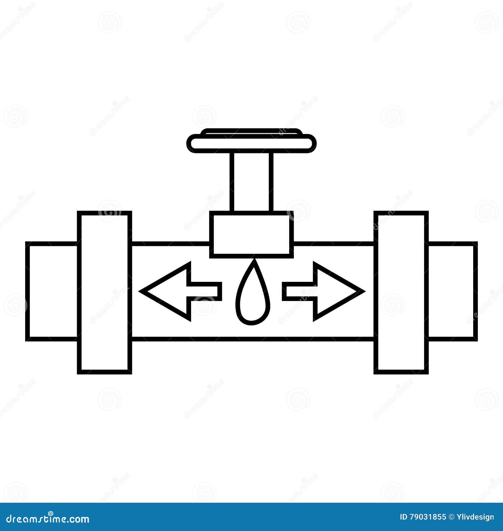 Pipe With A Red Valves Icon, Flat Style Cartoon Vector | CartoonDealer ...