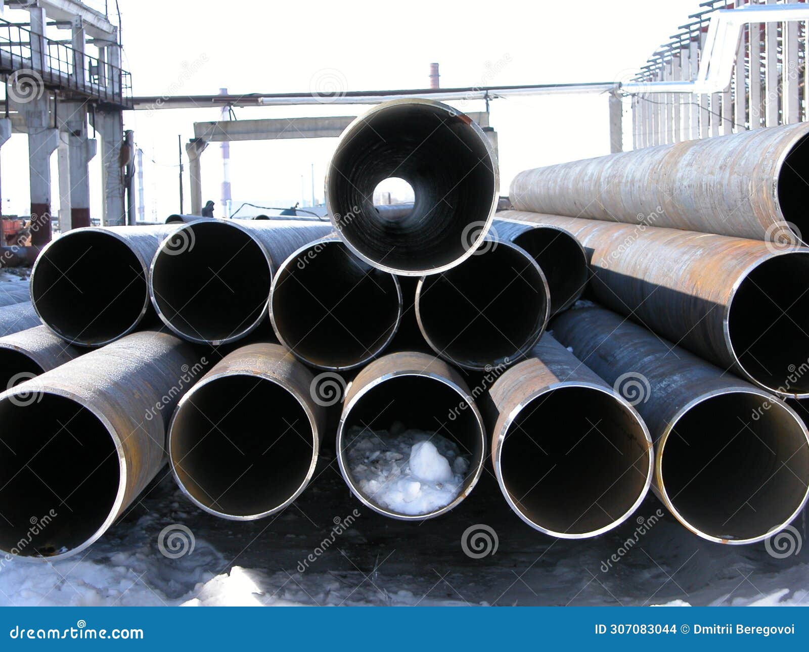 Pipe warehouse. stock photo. Image of lighting, musician - 307083044