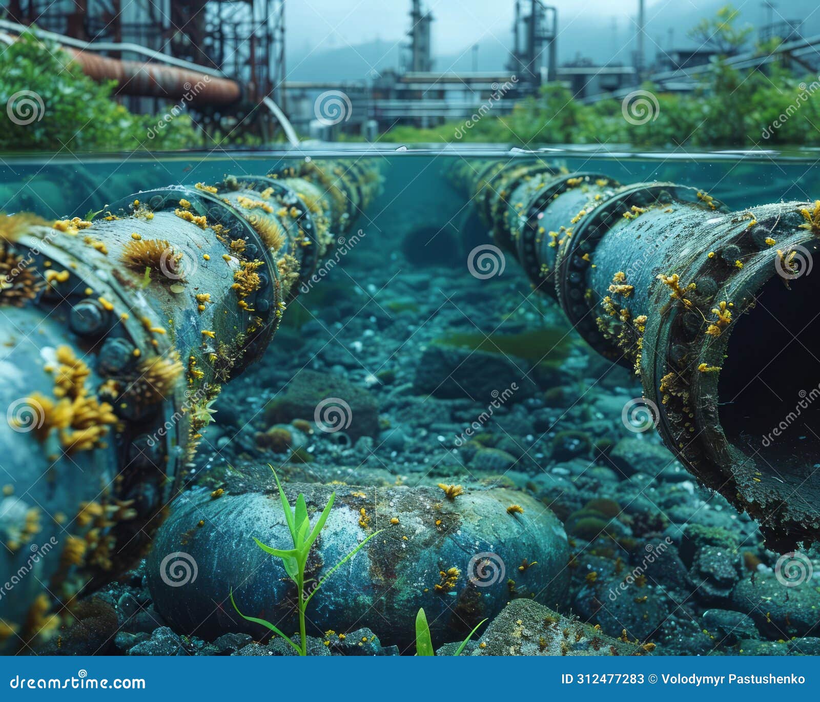 A Pipe in the Water with Algae Growing on it Stock Image - Image of ...