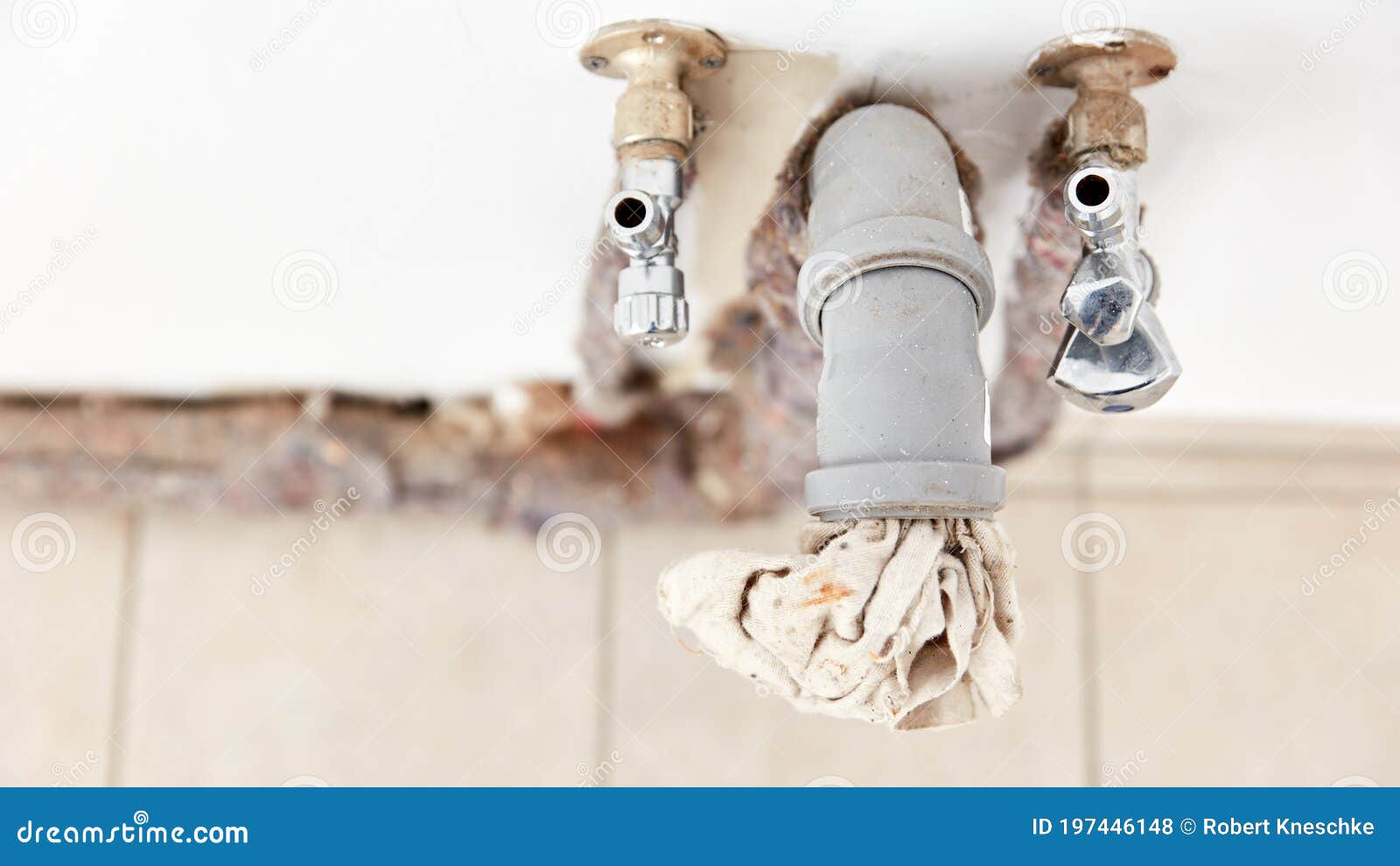 Pipe and Water Connection in the Kitchen after Renovation Stock Photo ...