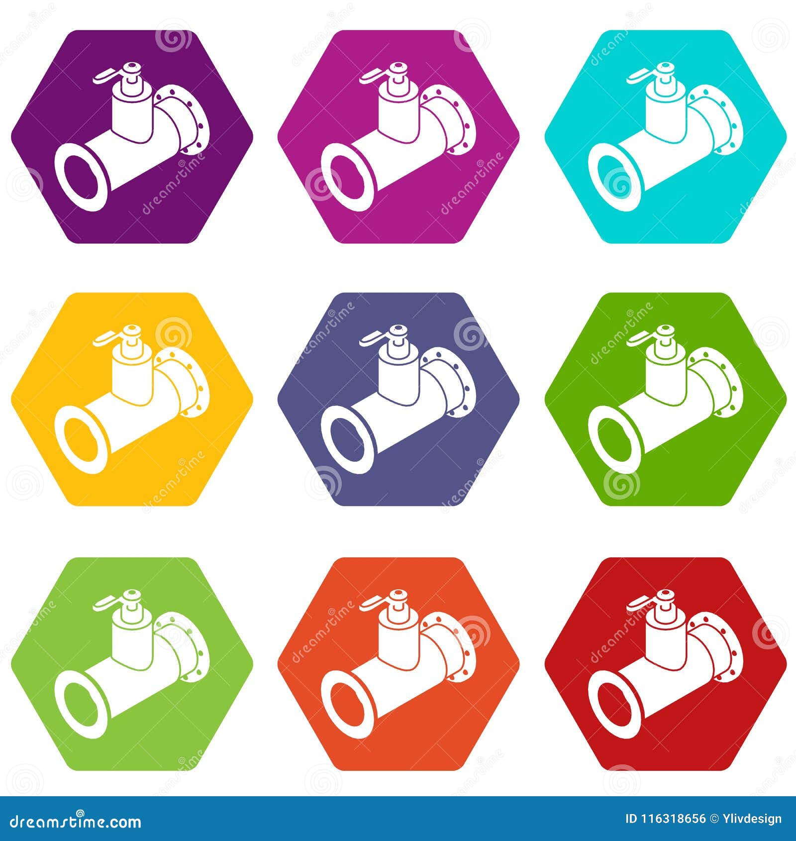Pipe Water Icons Set 9 Vector Stock Vector - Illustration of pipeline ...