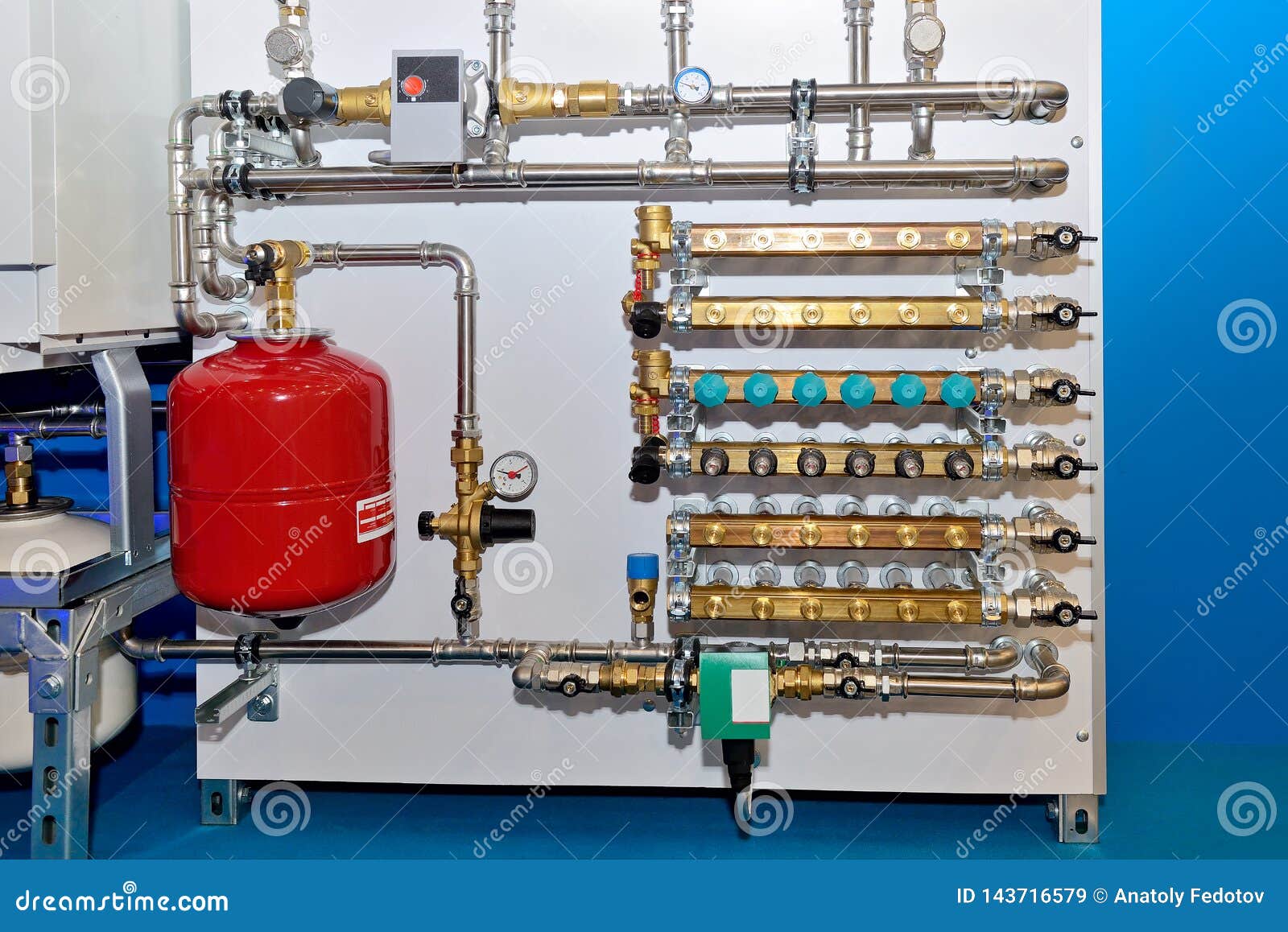 Water Pipeline Input Unit with Pressure Gauges Stock Image - Image of ...