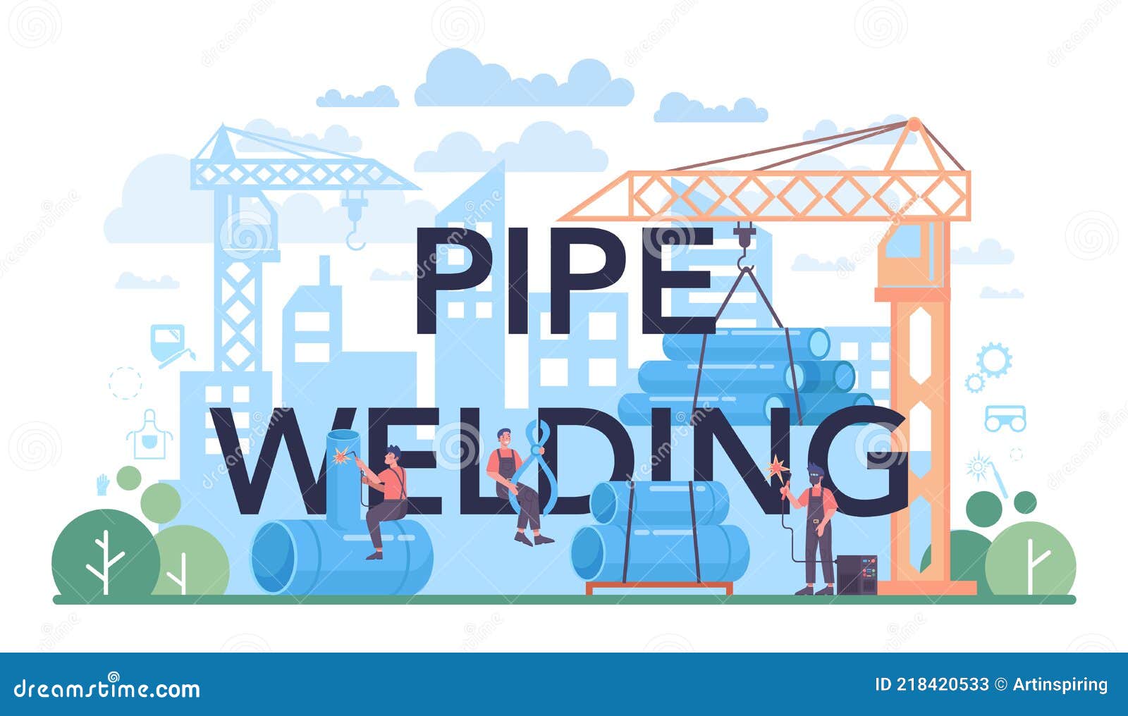 Pipe Welding Typographic Header. Professional Welder in Protective Mask ...