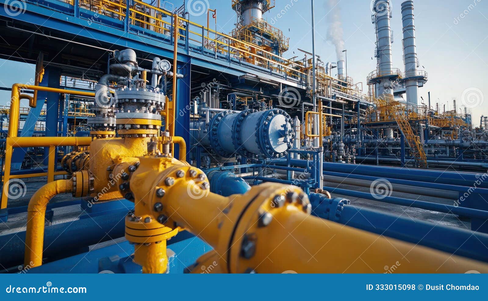 Pipe Work and Exhaust Stack at Offshore Oil and Gas Central Processing ...