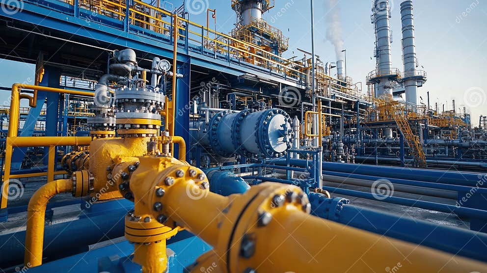 Pipe Work and Exhaust Stack at Offshore Oil and Gas Central Processing ...