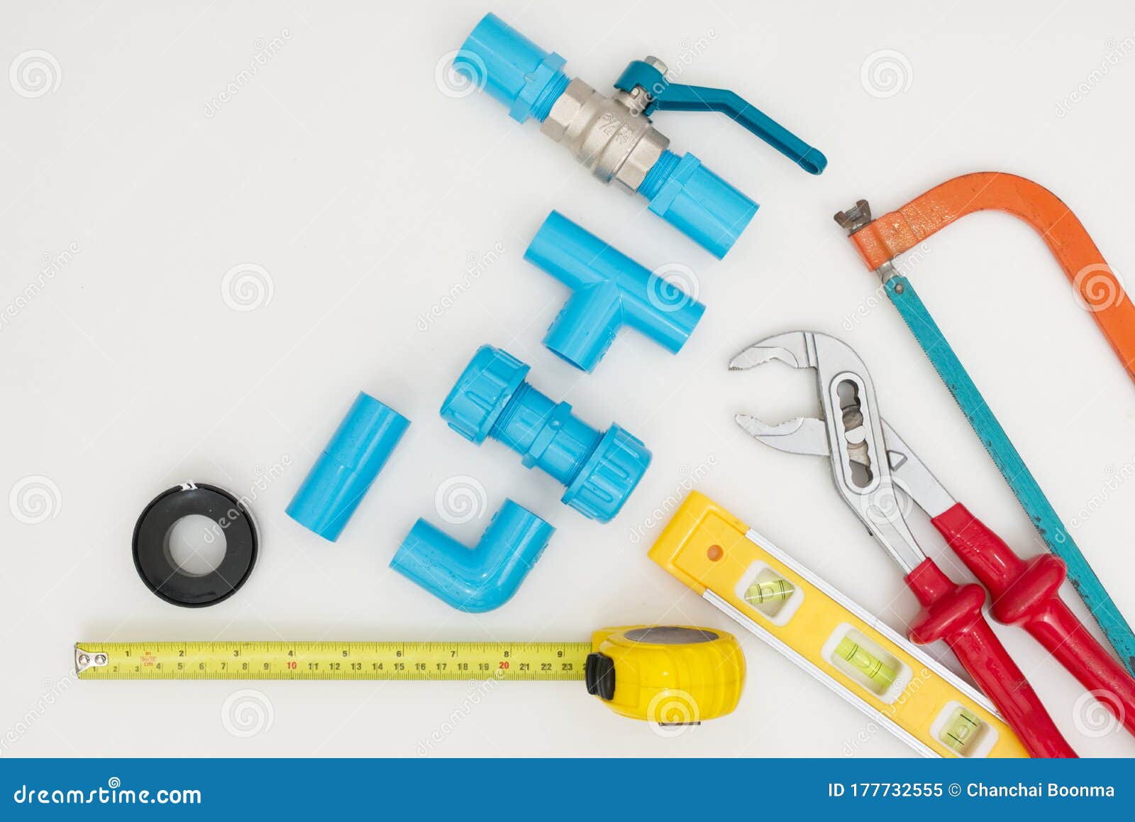 Pipe Work Tools Set on White Background Stock Image - Image of pipework ...