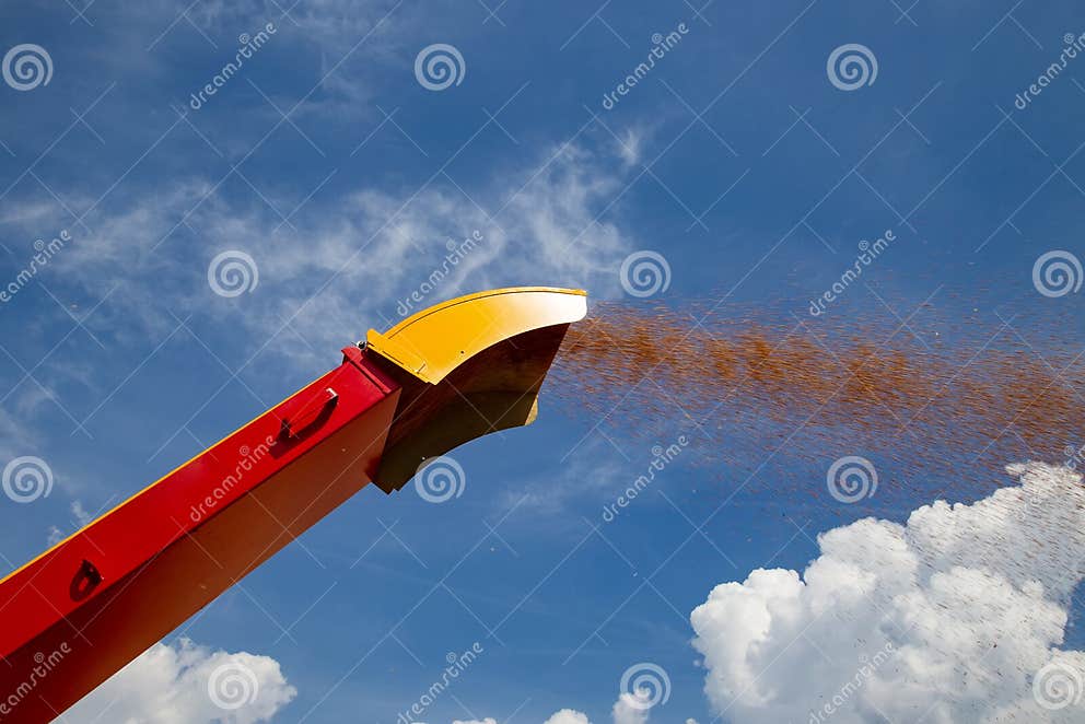 Pipe of Working Grain Cleaner Thrower Loader Machine Stock Image ...
