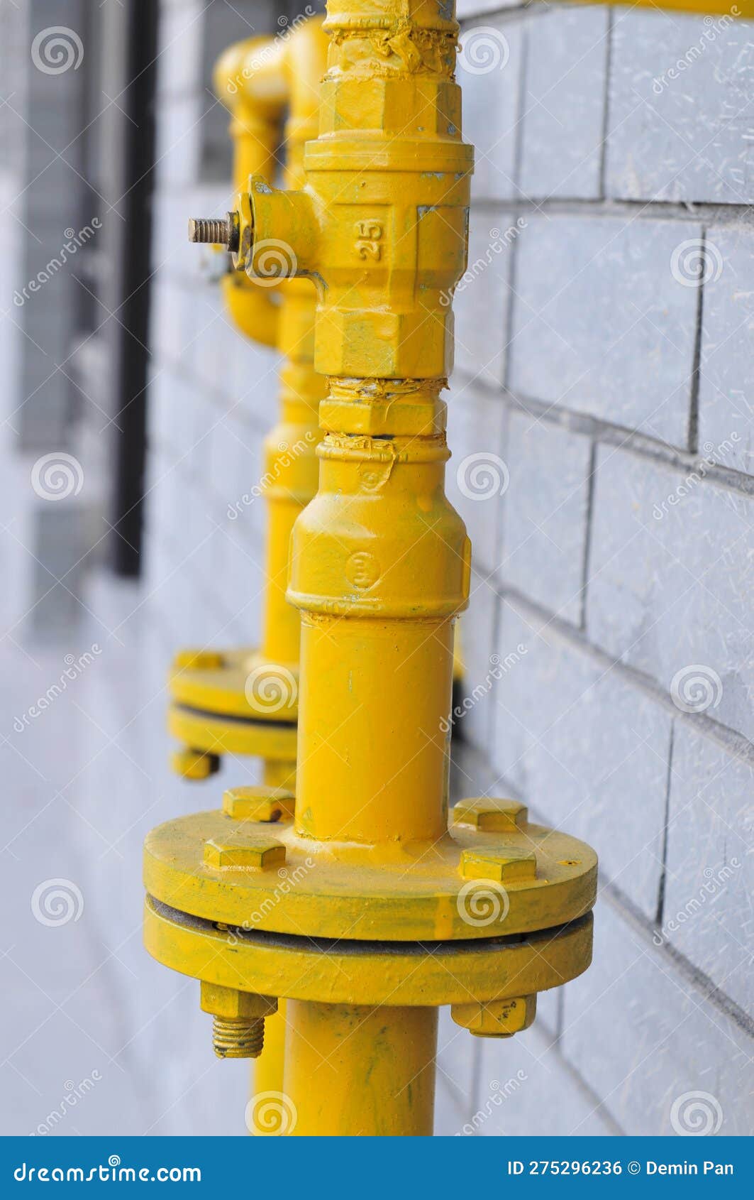 Pipe and yellow valve stock photo. Image of door, industry - 275296236