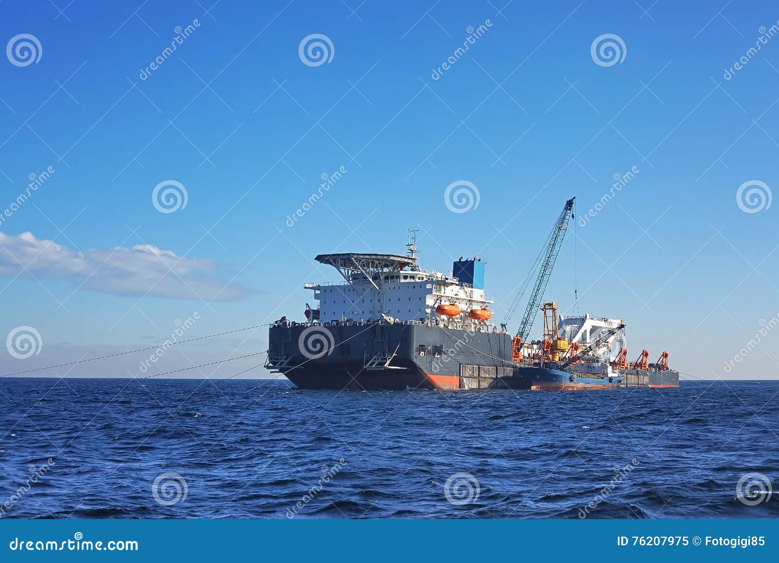The pipelaying barge stock image. Image of container - 76207975