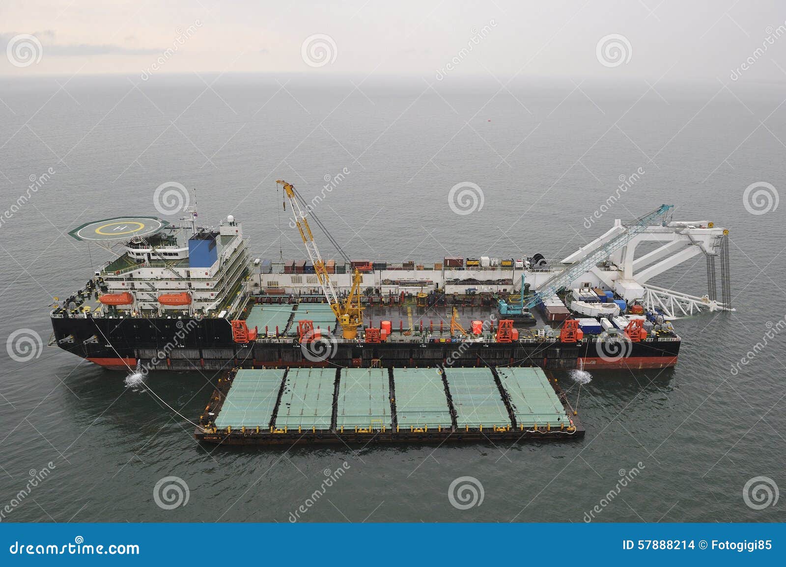 Pipelaying barge stock photo. Image of dock, container - 57888214