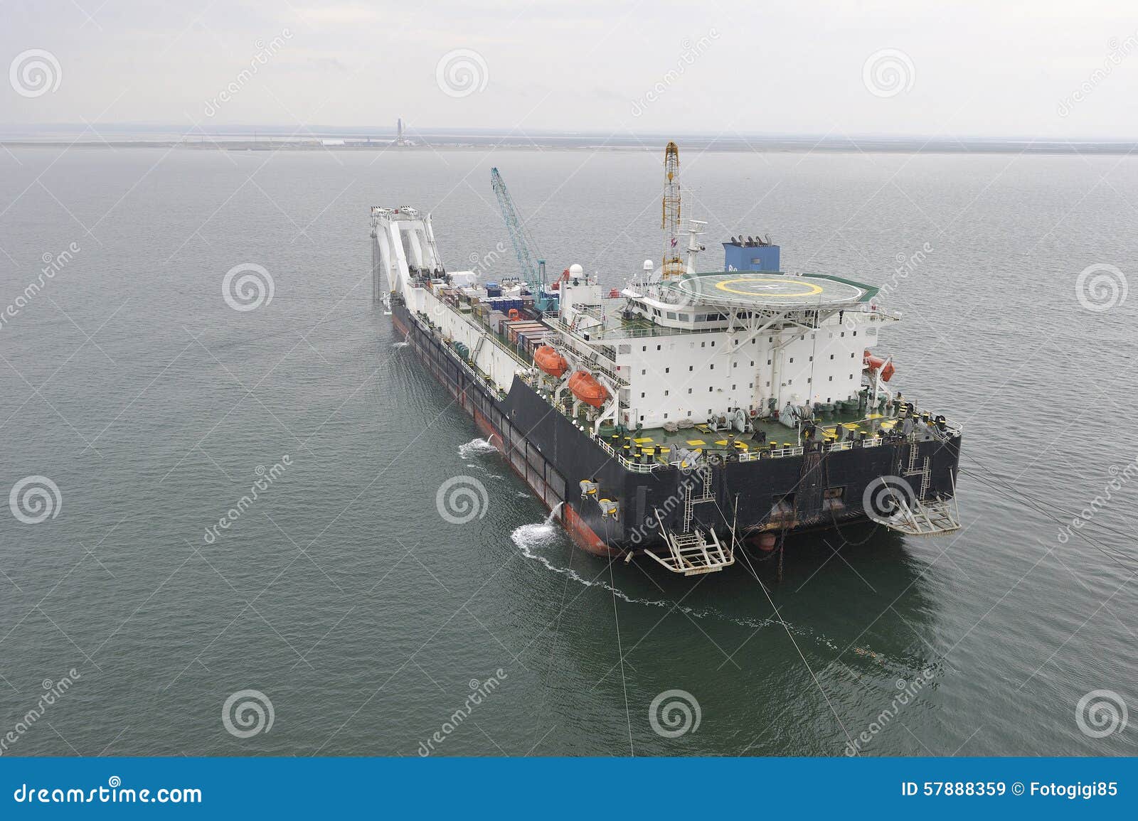 Pipelaying barge stock image. Image of cargo, crane, maritime - 57888359