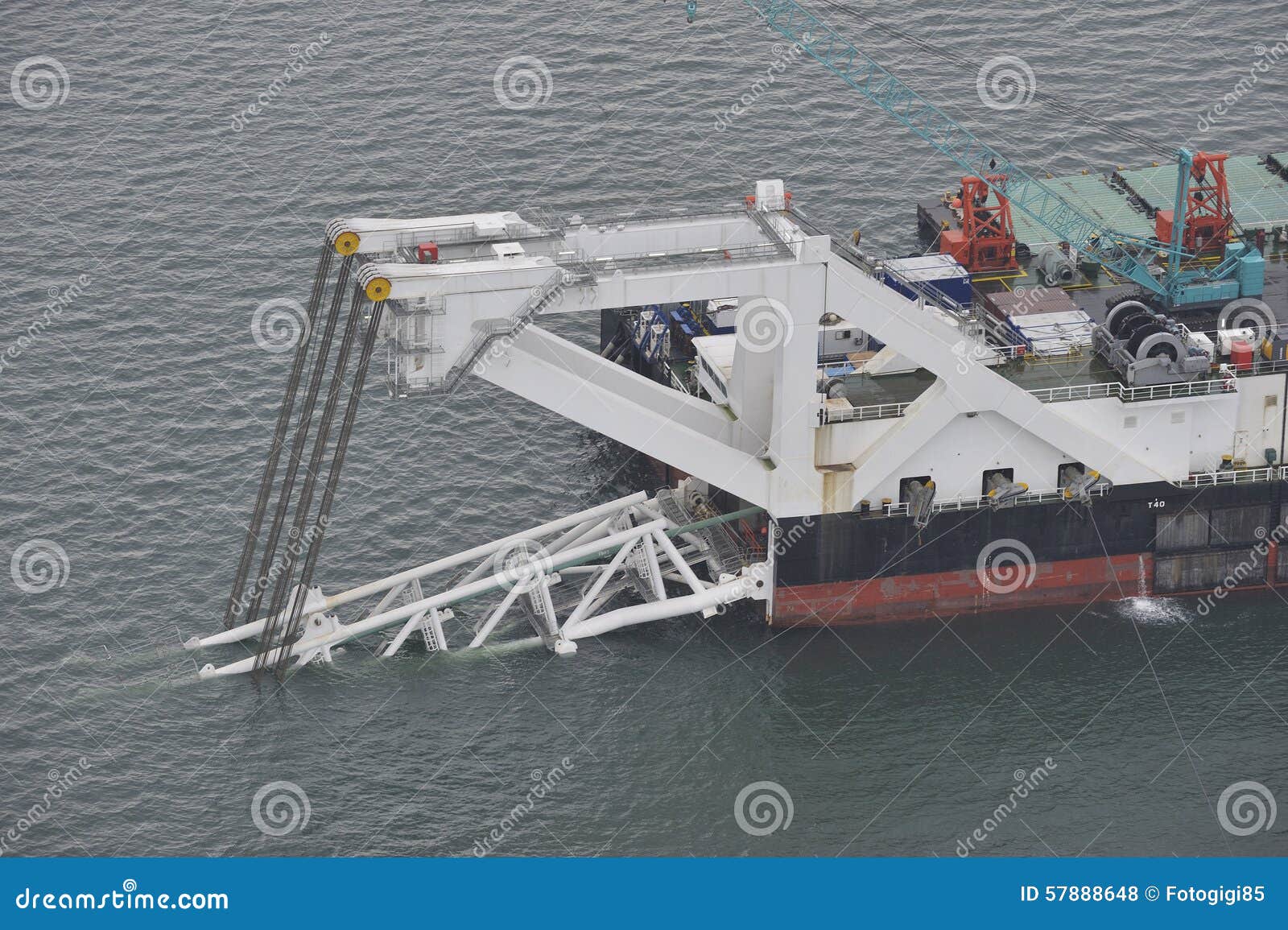 Pipelaying barge stock photo. Image of commercial, machine - 57888648
