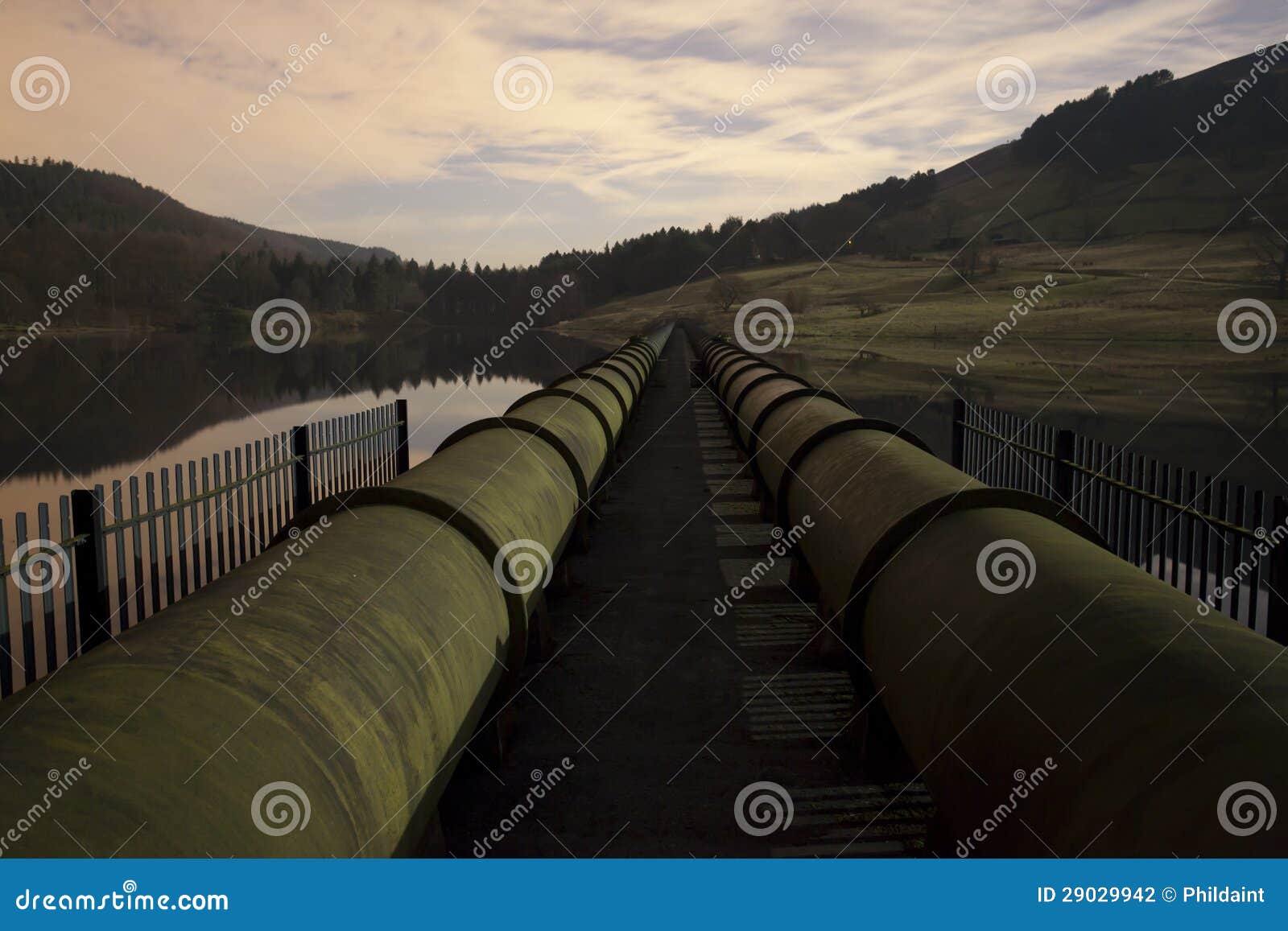 Pipeline across lake stock photo. Image of black, abstract - 29029942