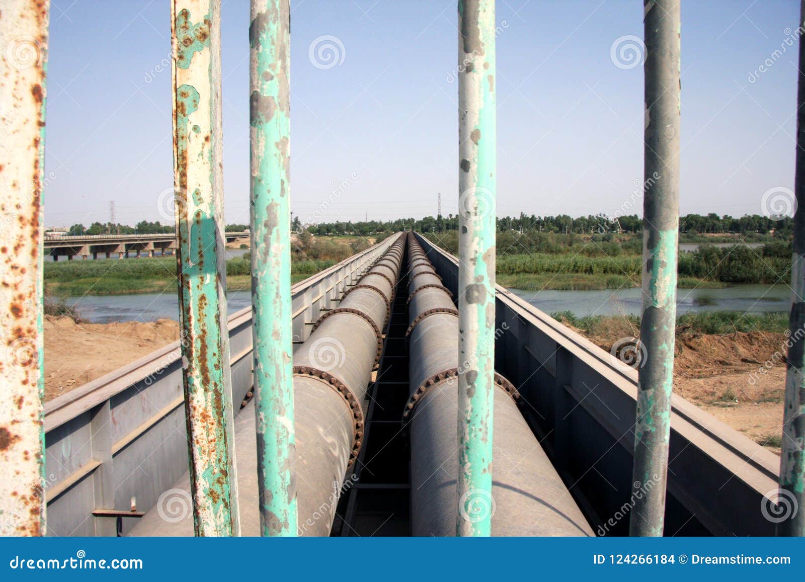A Pipeline Bridge Leading Inside A Lake Stock Image | CartoonDealer.com ...