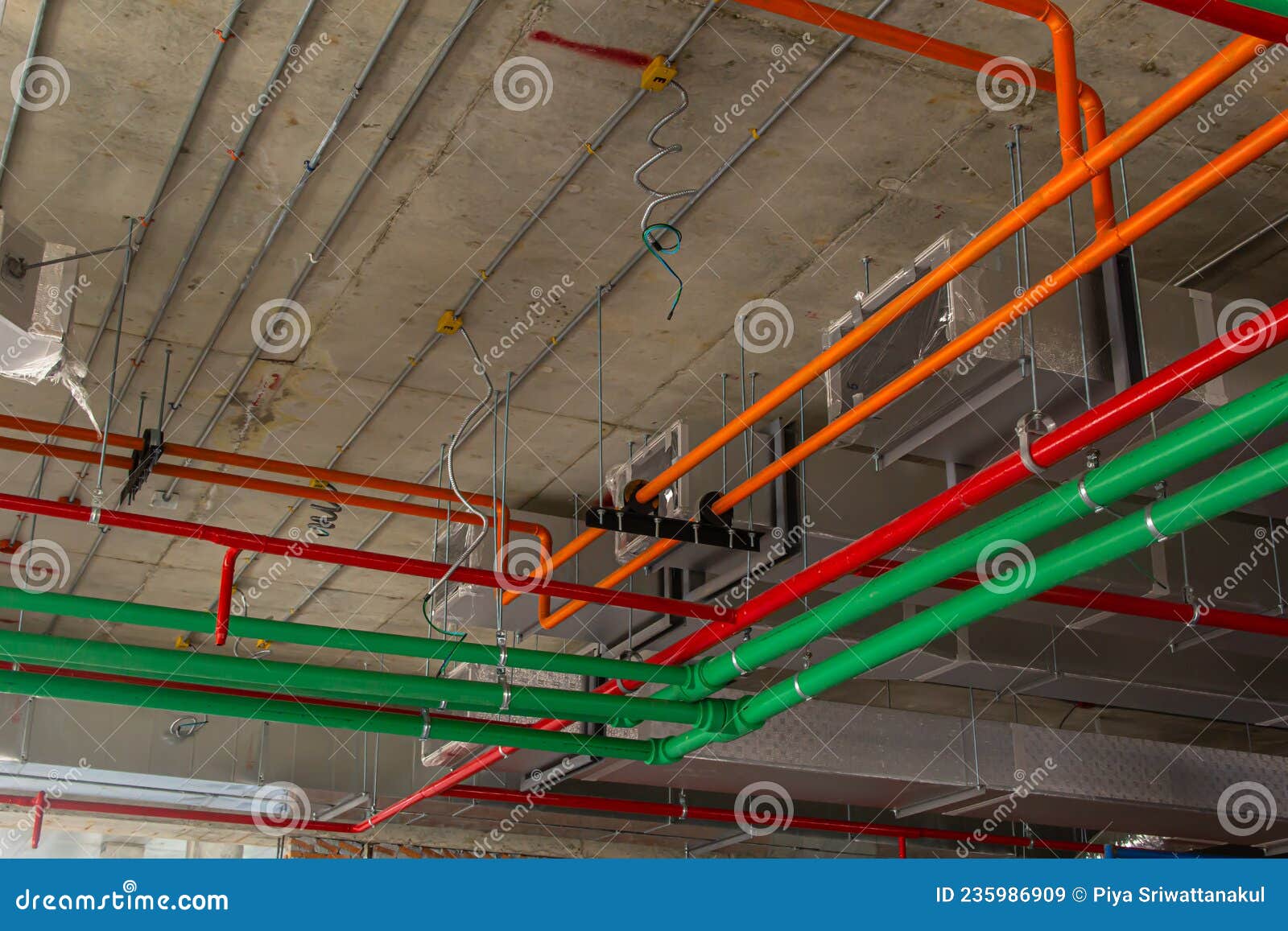 Pipeline on Building Ceiling. Stock Image - Image of fire, architecture ...