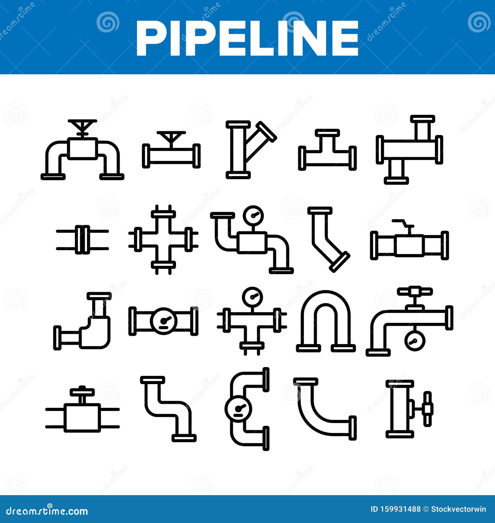 Pipeline Collection Elements Icons Set Vector Stock Vector ... Pipeline Collection Elements Icons Set Vector Stock Vector ...