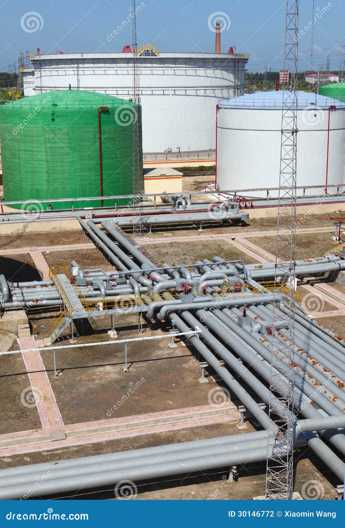 Pipeline and storage tanks stock photo. Image of pipeline - 30146772