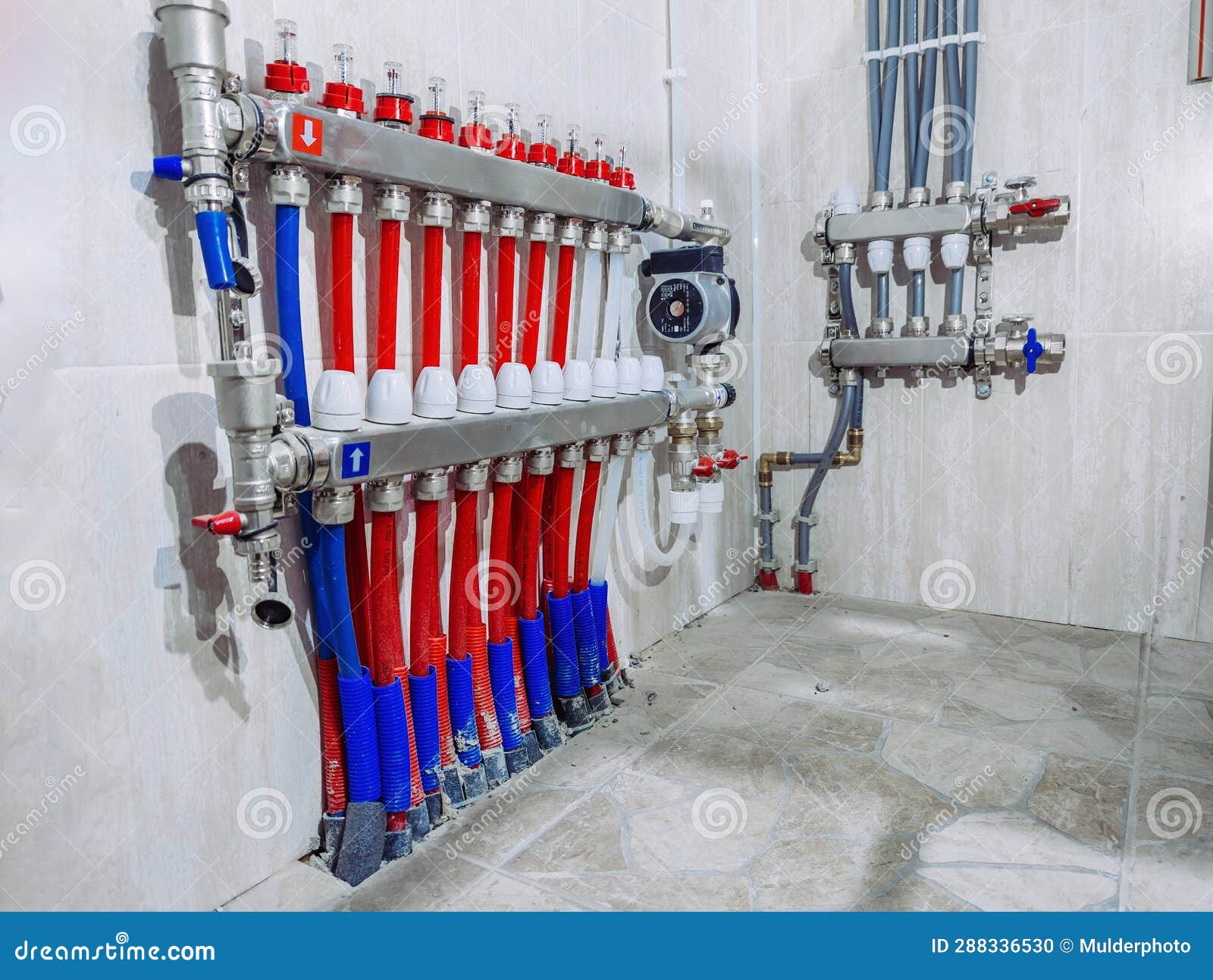 Pipeline Connection of Modern Heating System Stock Photo - Image of ...