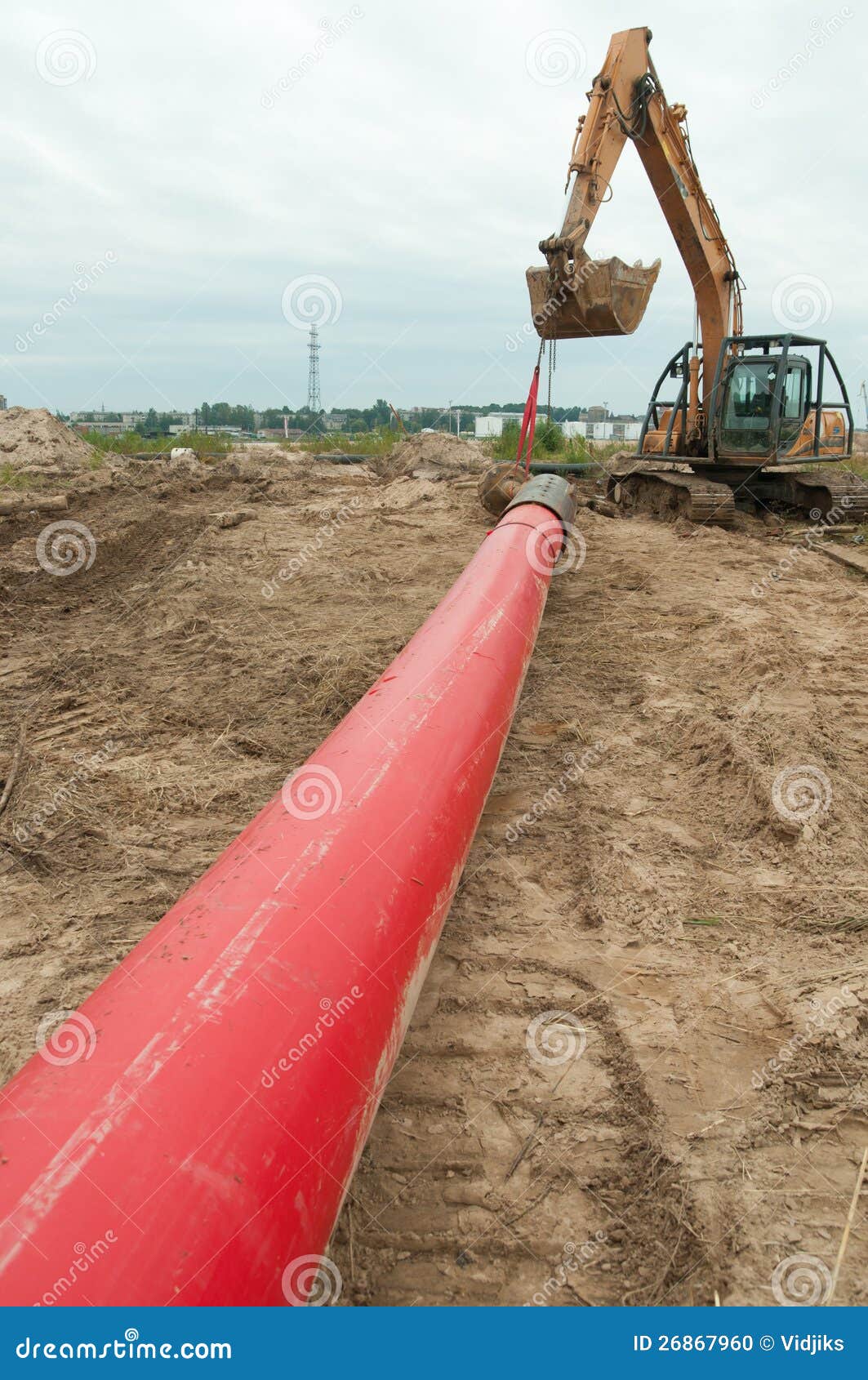 Gas And Oil Pipeline Construction. Pipes Welded Together. Big Pipeline ...