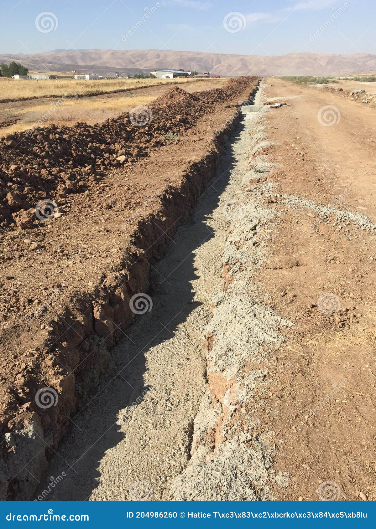 Pipeline Construction in an Empty Great Plain Stock Photo - Image of ...