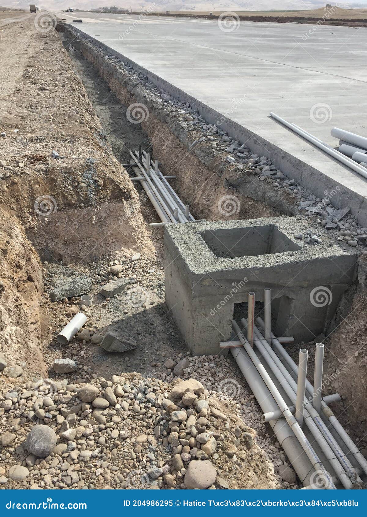 Pipeline Construction in an Empty Great Plain Stock Image - Image of ...