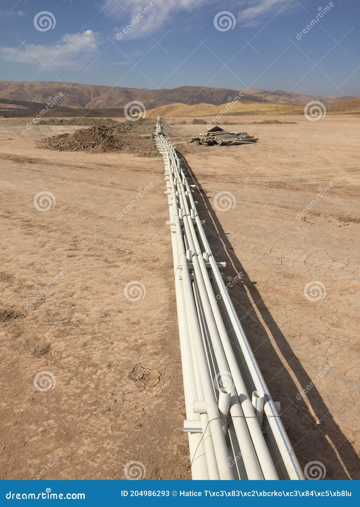 Pipeline Construction in an Empty Great Plain Stock Image - Image of ...