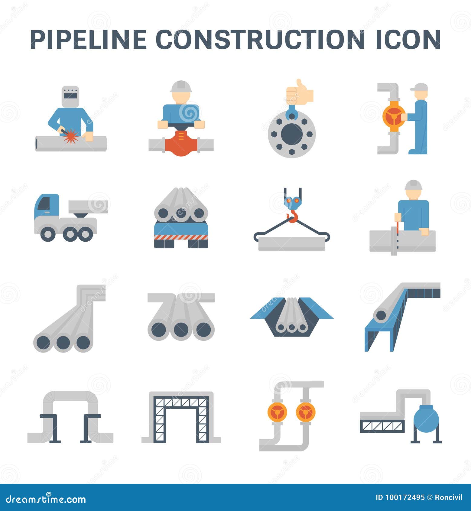 Pipeline construction icon stock vector. Illustration of energy - 100172495