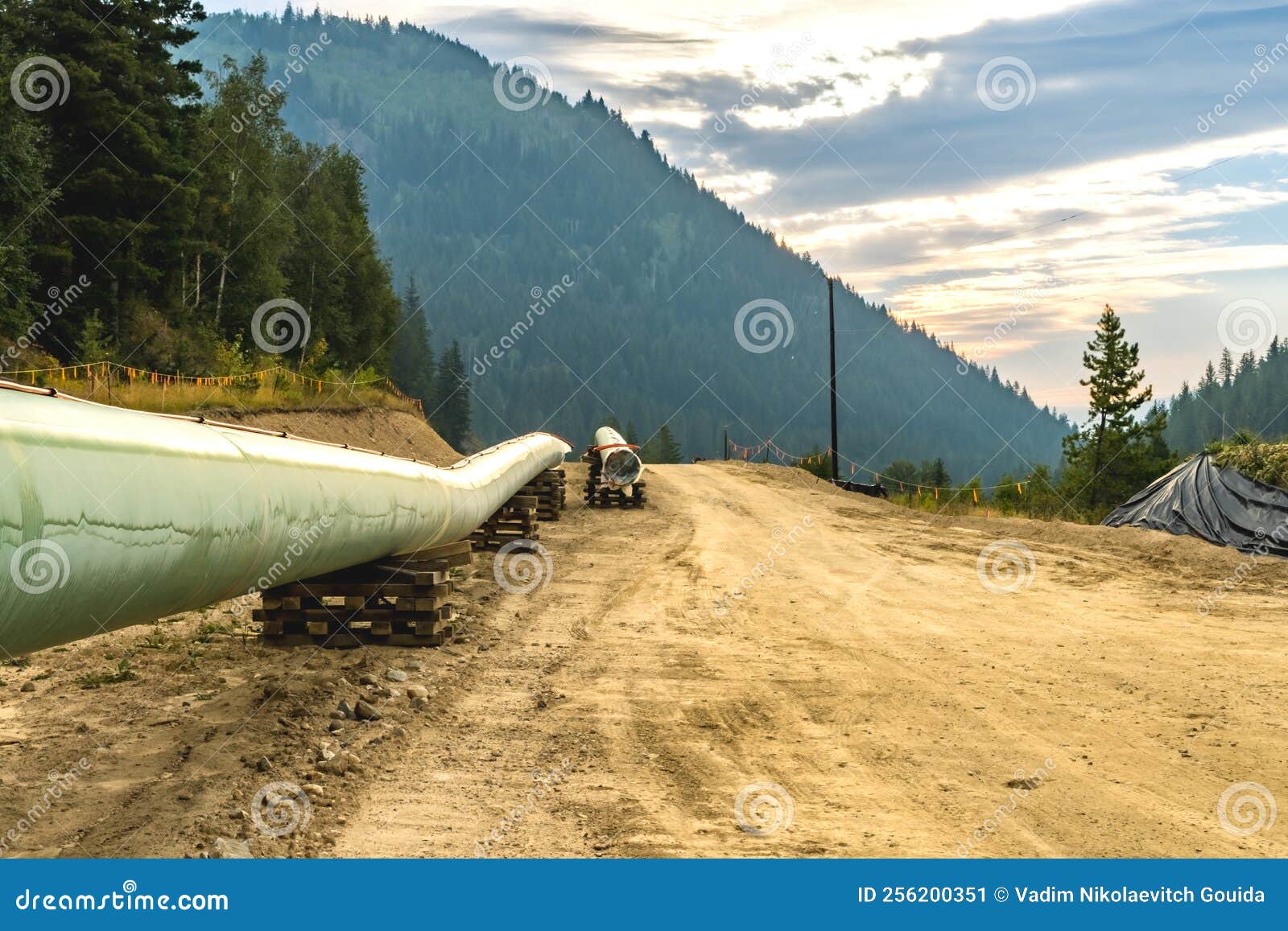 Pipeline Construction in Mountain Area Stock Image - Image of alberta ...