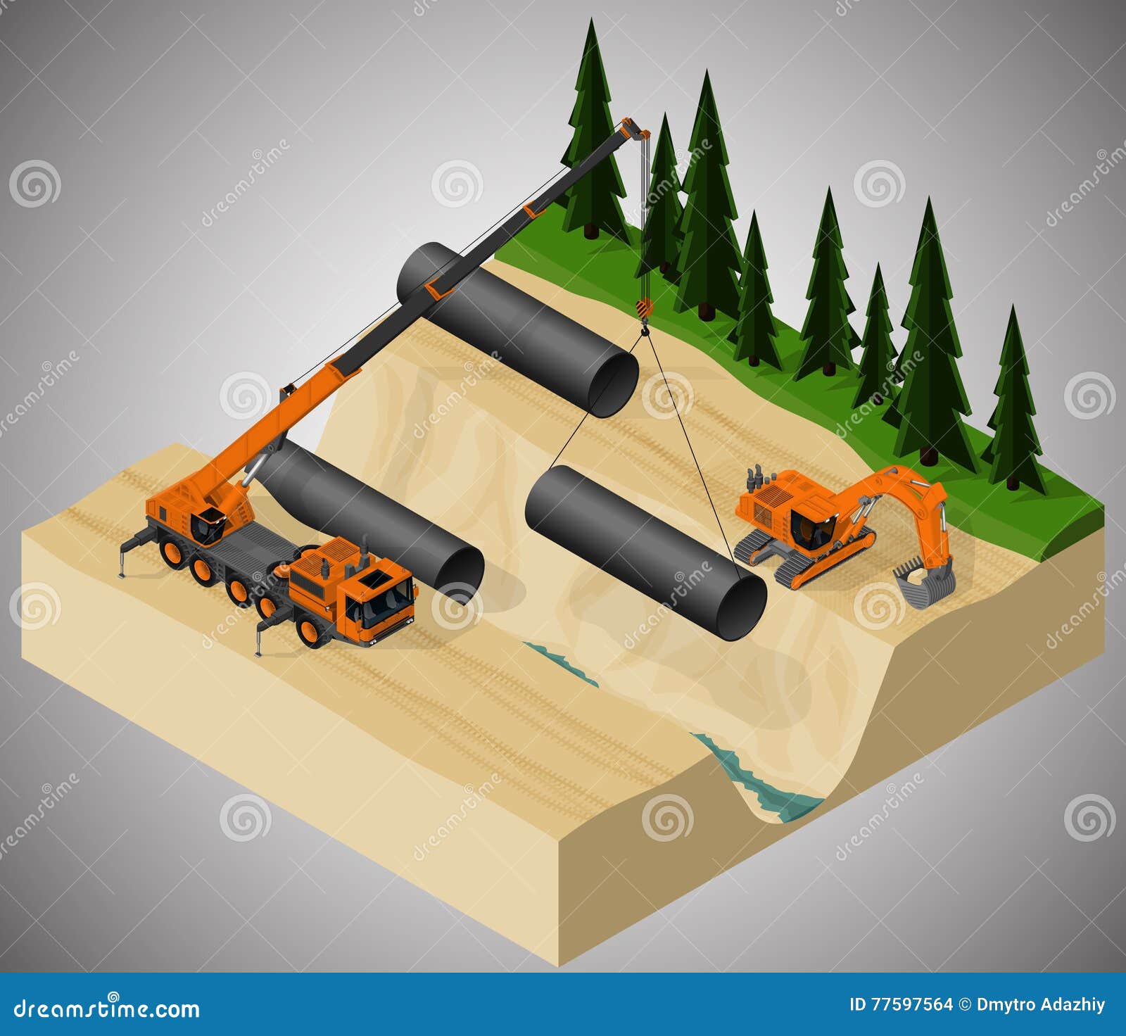Pipeline Construction Process. Stock Vector - Illustration of fuel ...
