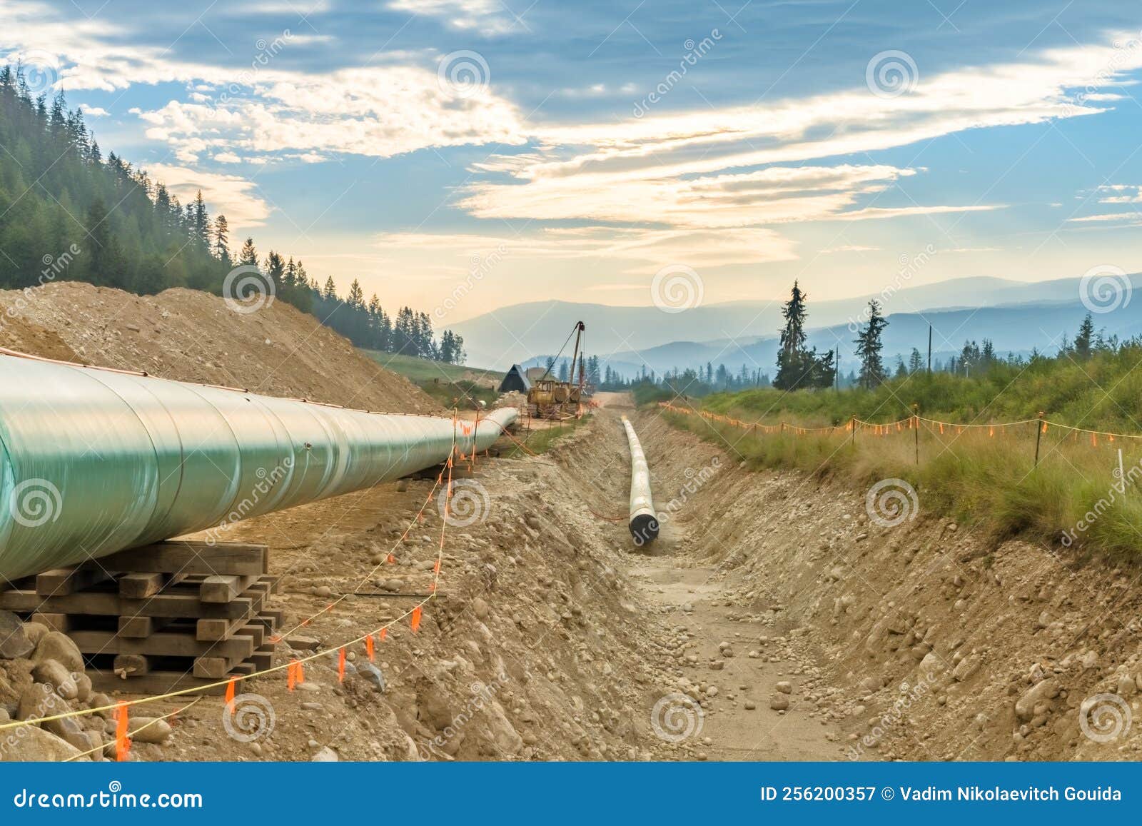 Pipeline Construction in Mountain Area Stock Image - Image of hill ...