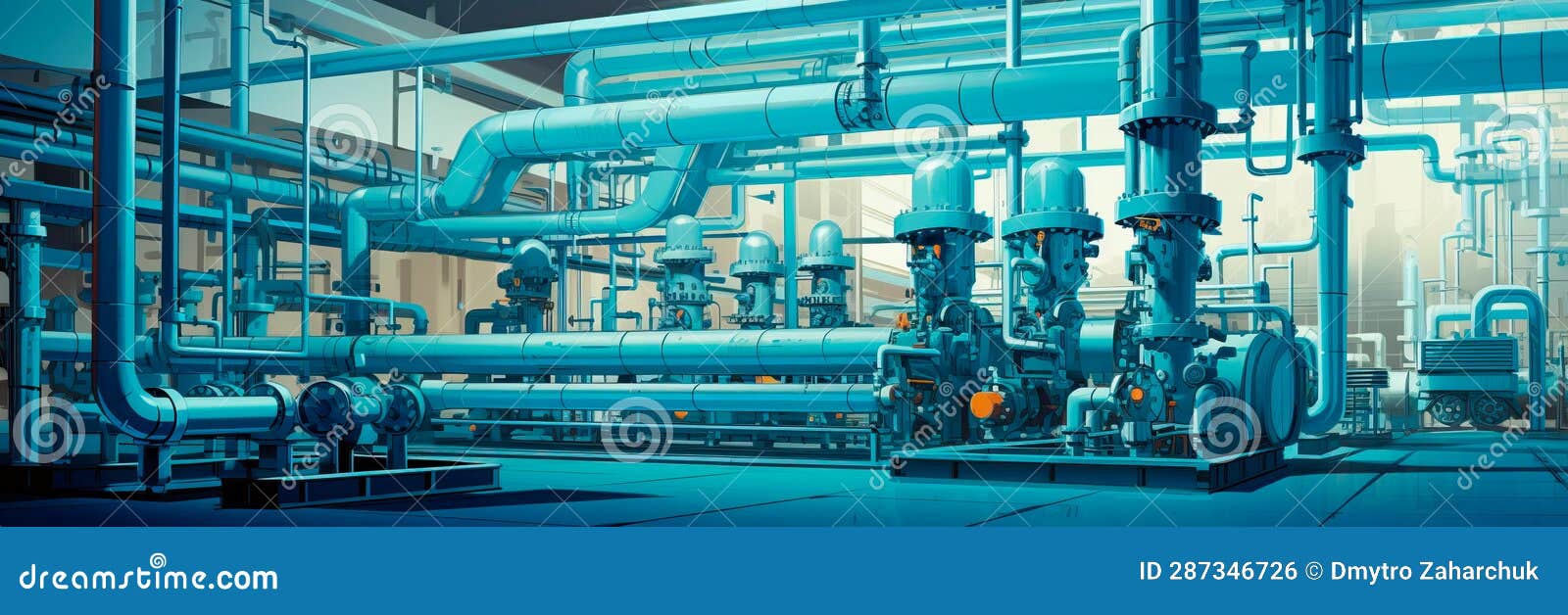 Pipeline Distribution Network in an Industrial Complex, Connecting ...