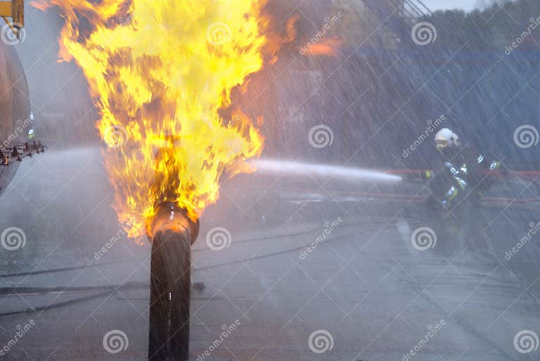 Pipeline Fire with Firefighters Stock Photo - Image of danger ...