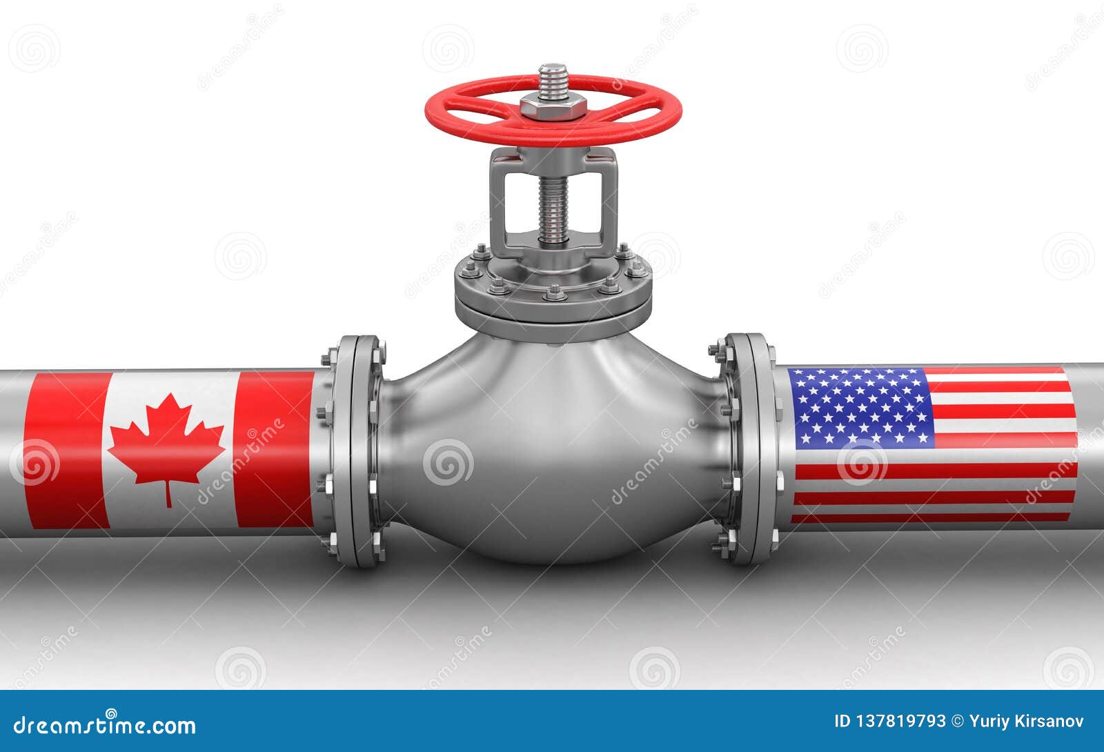 Pipeline with Flags. Image with Clipping Path Stock Illustration ...