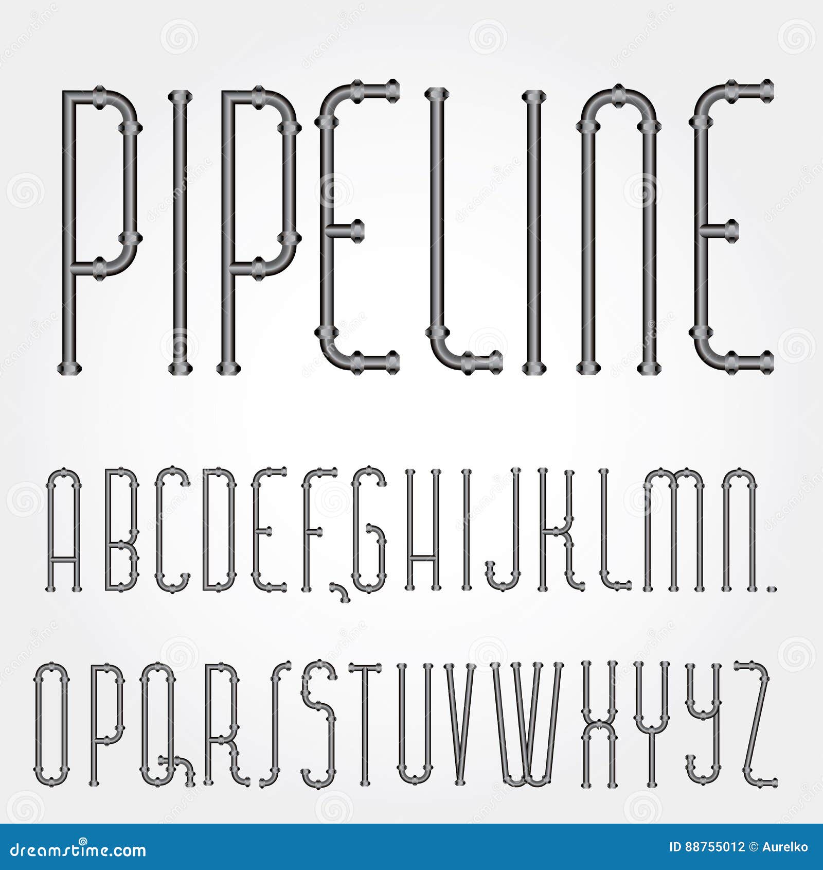 Pipeline font stock vector. Illustration of fitting, montage - 88755012