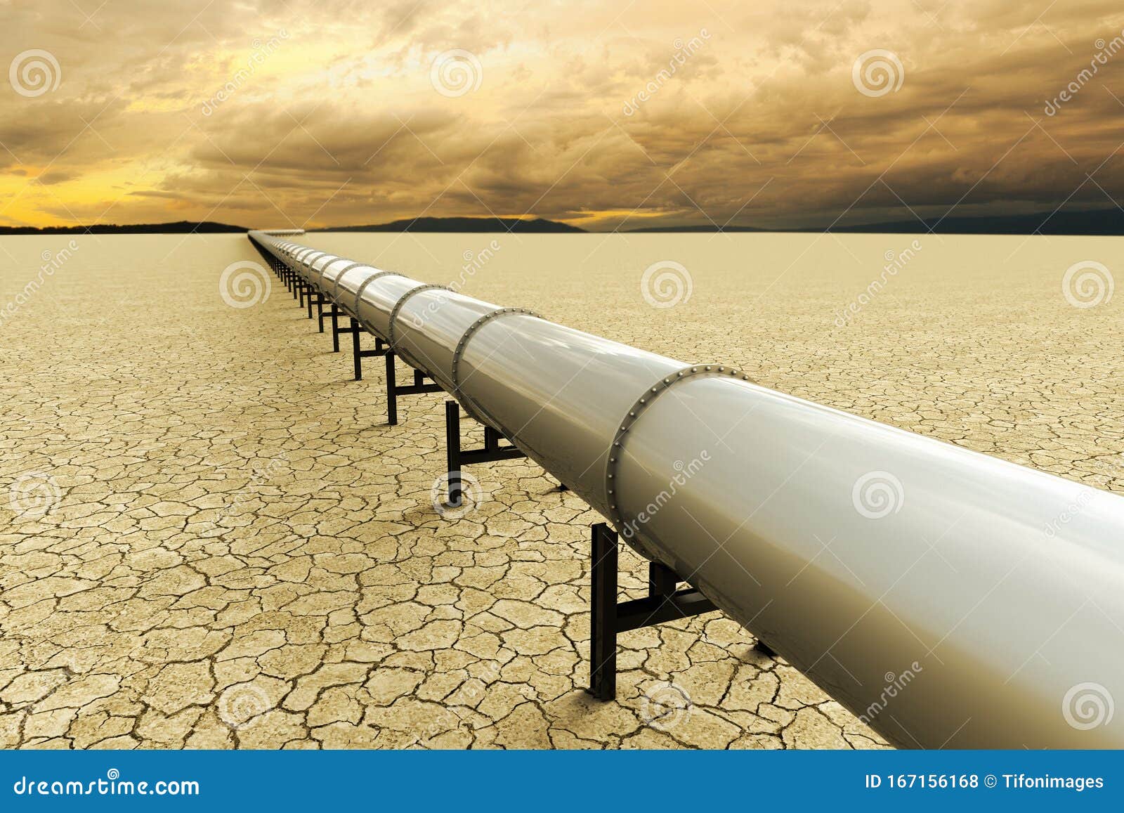 A Pipeline Over a Dry Land on the Desert Stock Illustration ...