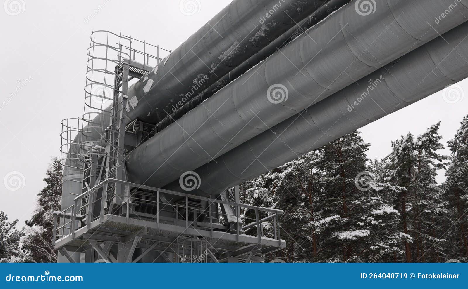 Pipeline,pictured Pipeline in Winter Against the Background of a Snow ...