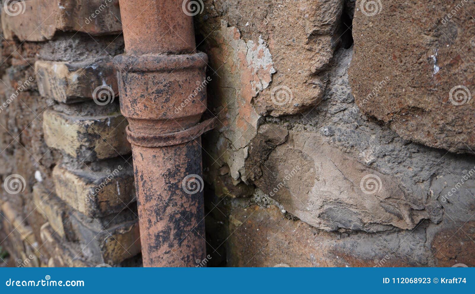 Pipeline pipe on brick stock image. Image of europe - 112068923