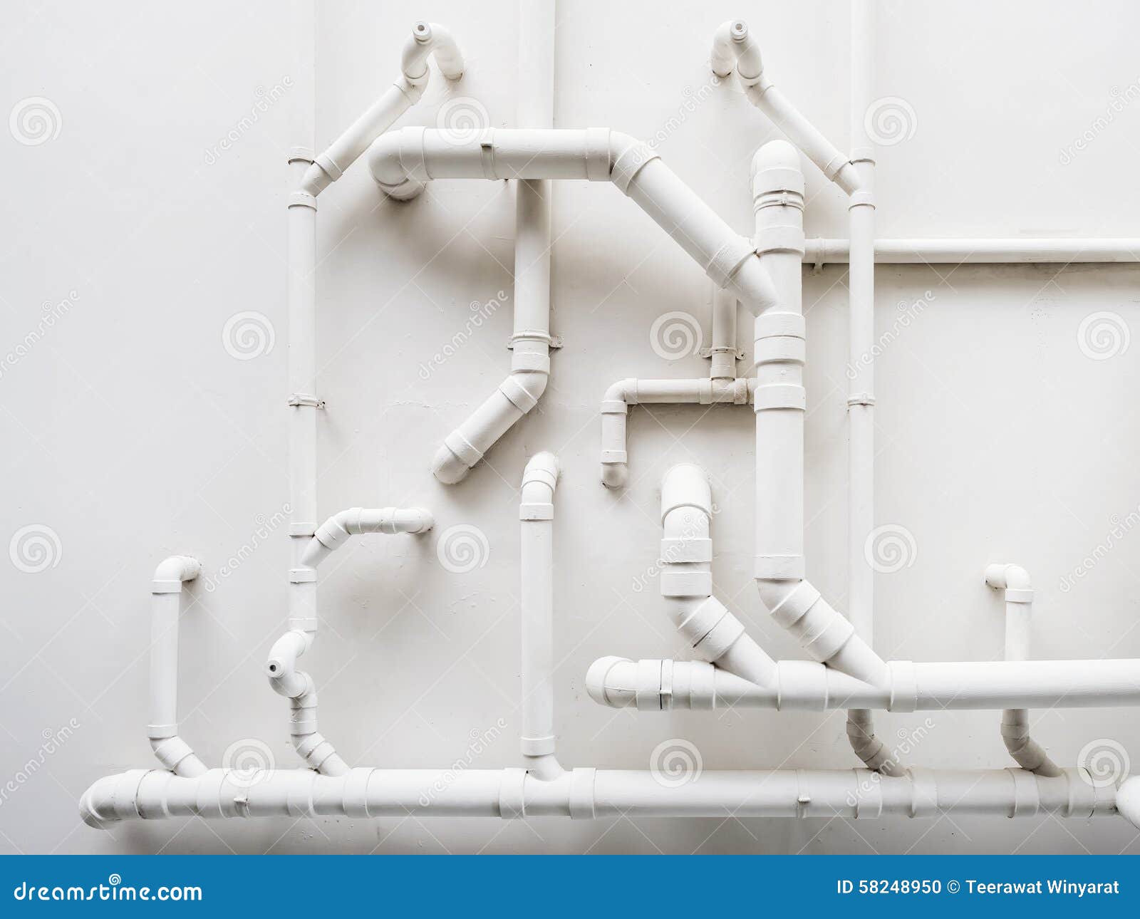 Pipeline Plumbing System on White Wall Stock Photo - Image of power ...