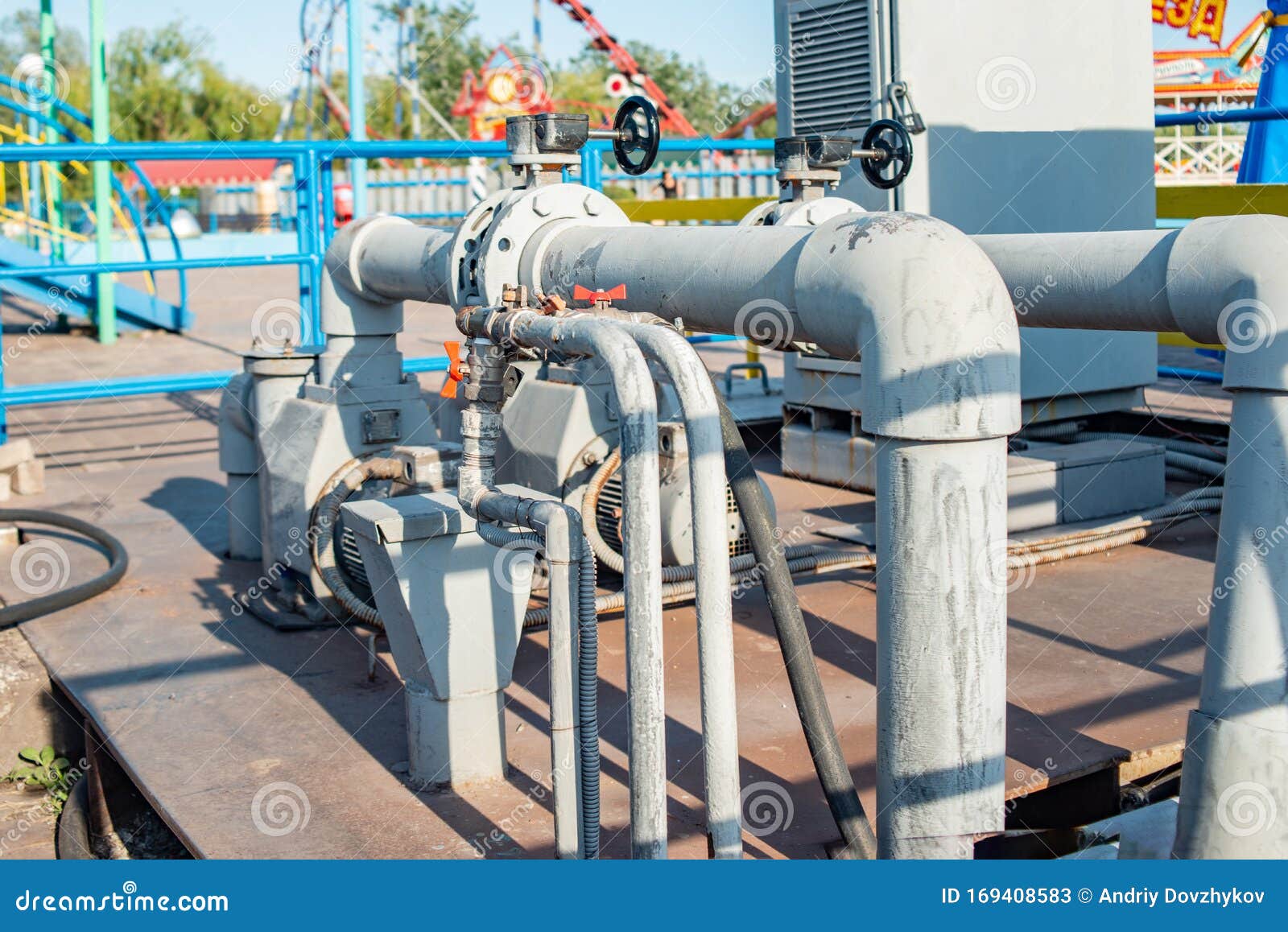 Pipeline and Pump Station for Pressurized Water. Stock Image - Image of ...
