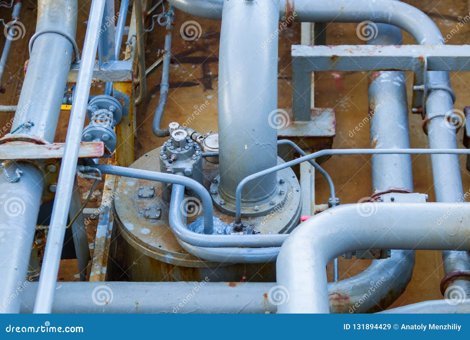 Pipeline on a Deck of a Oil Product Tanker. Stock Image - Image of pipe ...